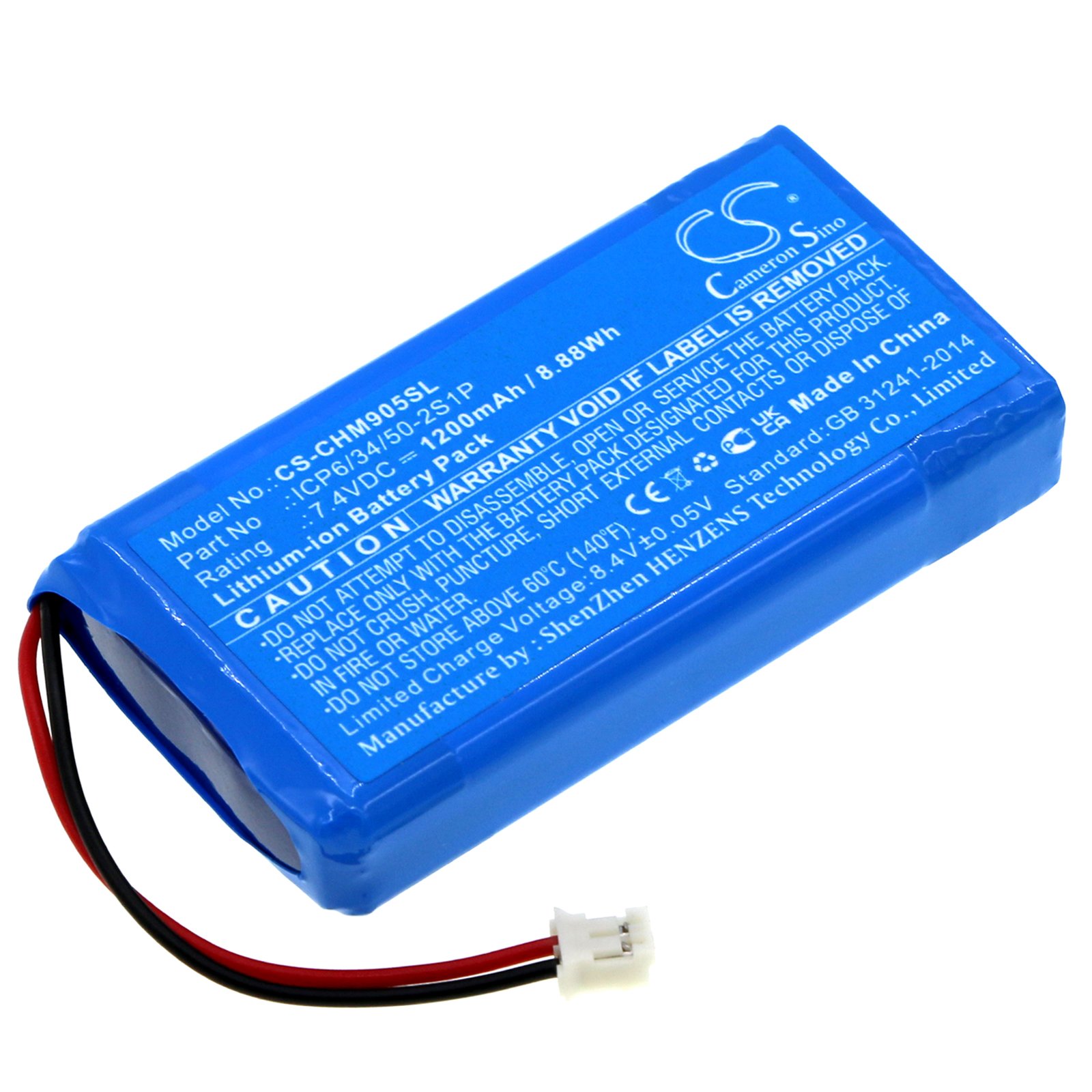 Replacement Chord Audio Amplifier Battery (7.4V, 1.2Ah, Li-Ion ...