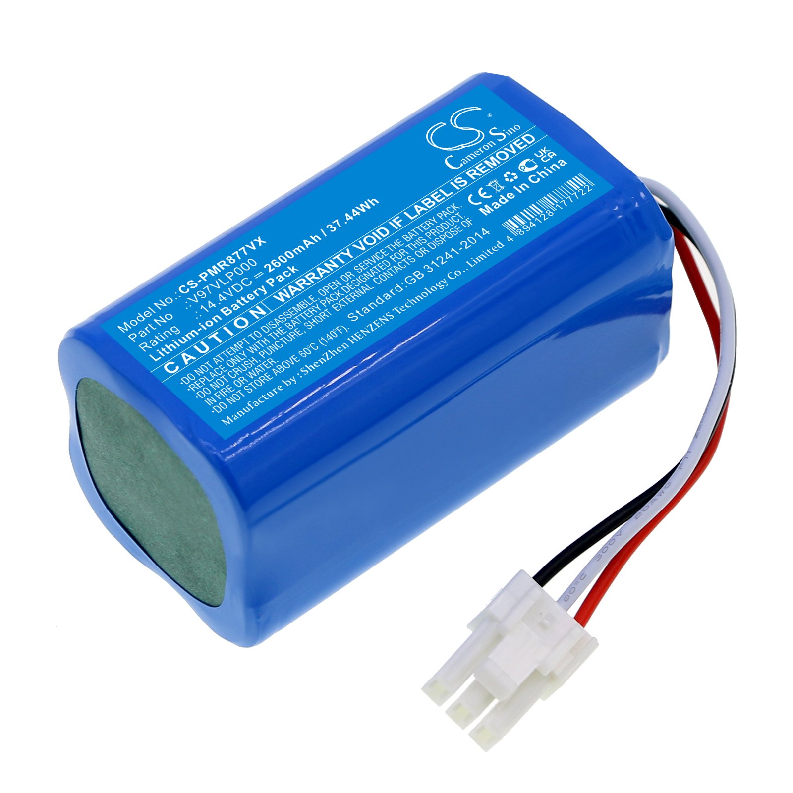 Replacement Panasonic V97VLP000 Vacuum Battery (14.4V, 2.6Ah, Li-Ion ...