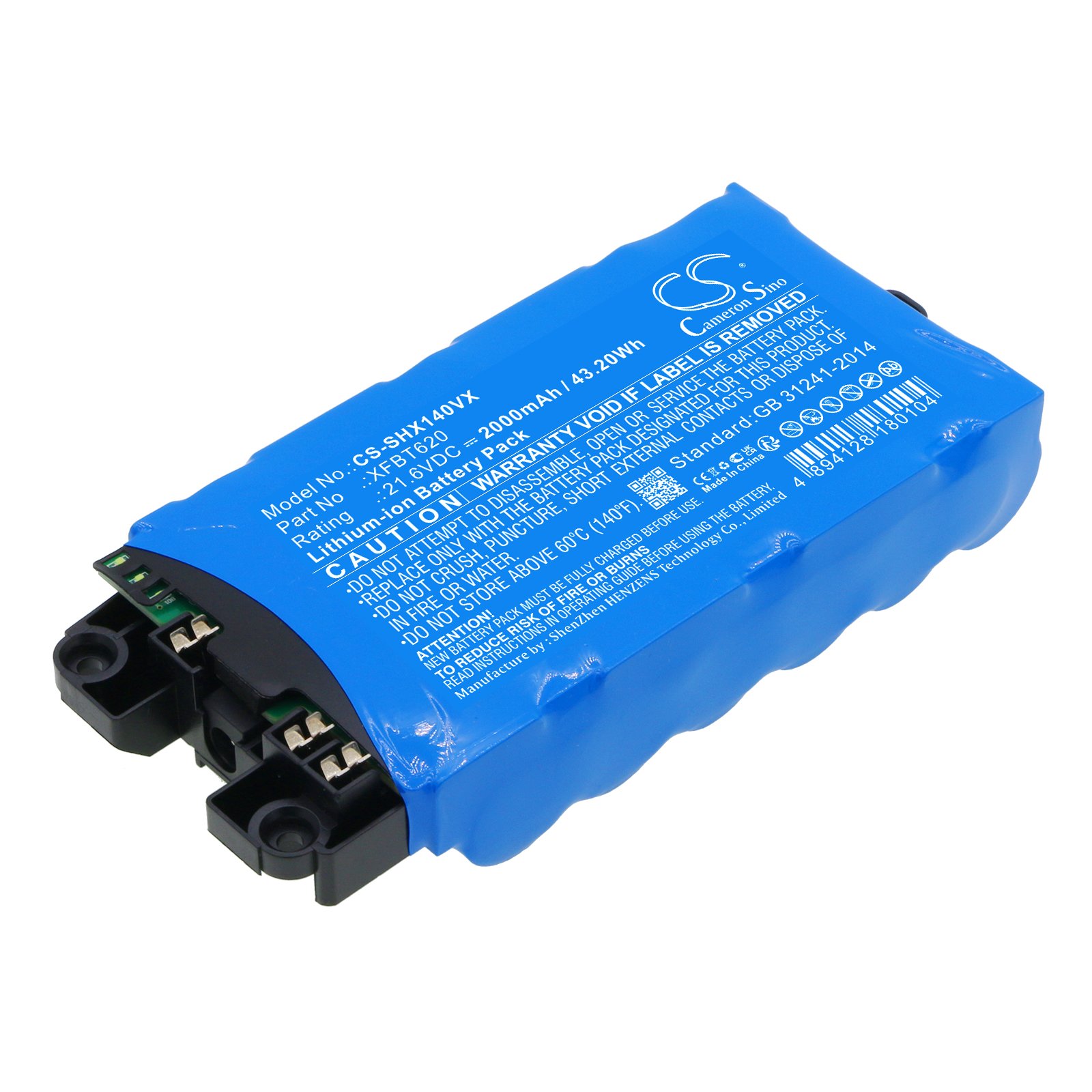 Replacement Shark XFBT620 Vacuum Battery (21.6V, 2.0Ah, Li-Ion ...