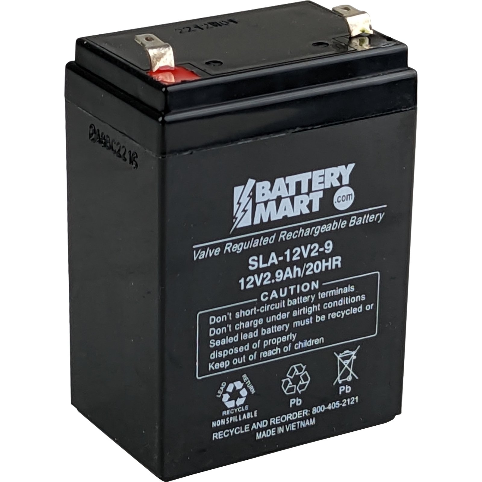 12 Volt 2.9 Ah Sealed Lead Acid Rechargeable Battery - F1 Terminal