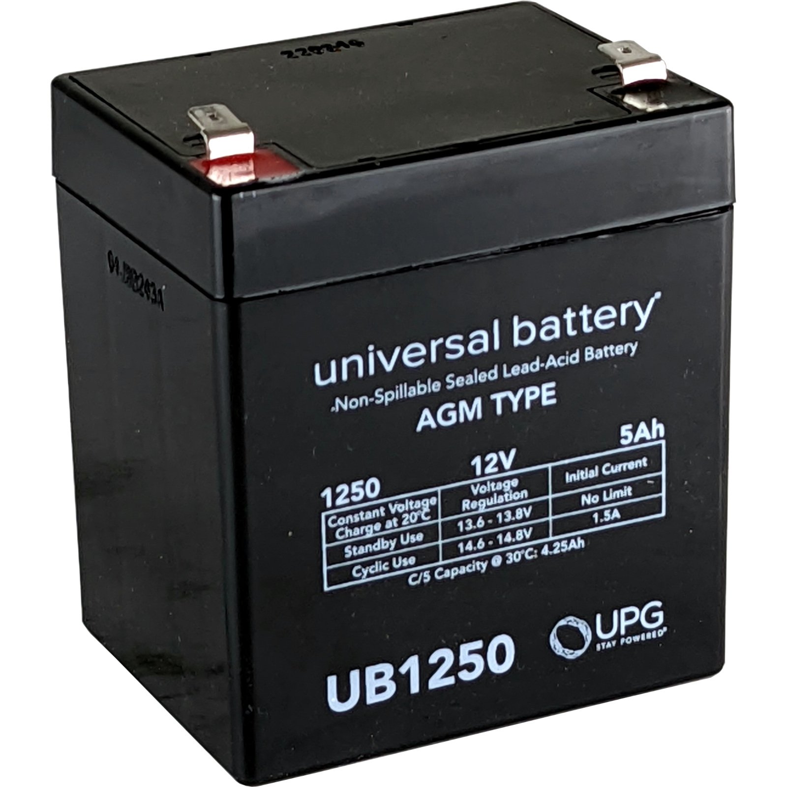 12V 5Ah Sealed Lead Acid Battery - F2 Terminals (Replaces UB1250 ...