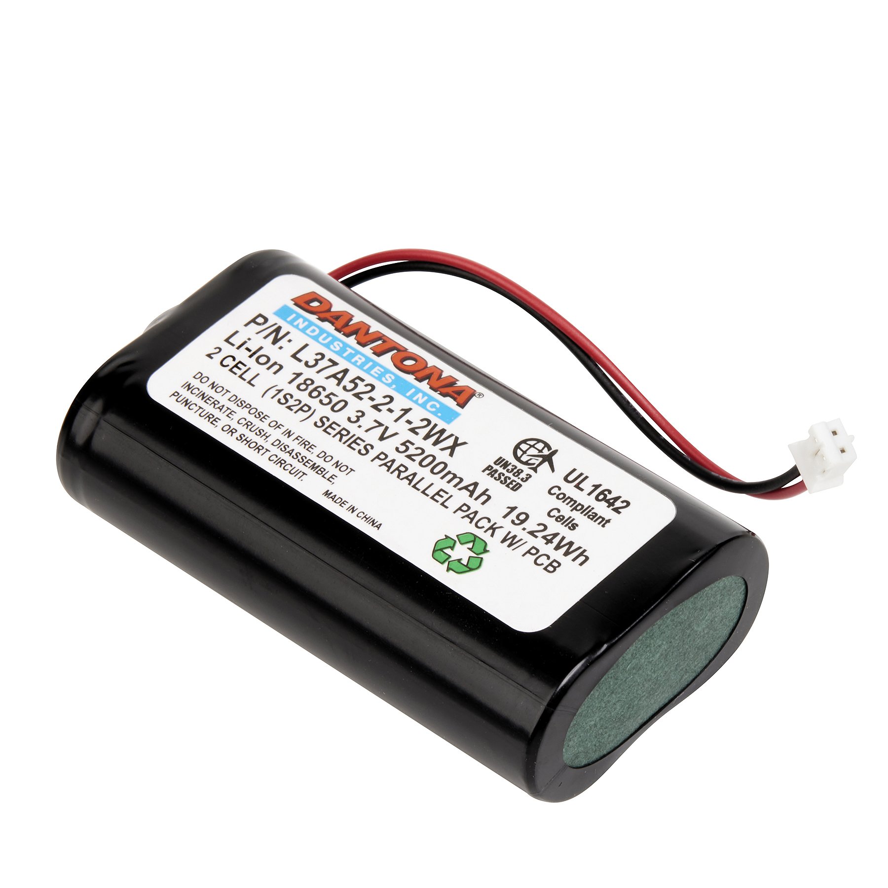 3.7 Volt, 5.2 Ah Lithium Ion Battery Pack | Battery Mart