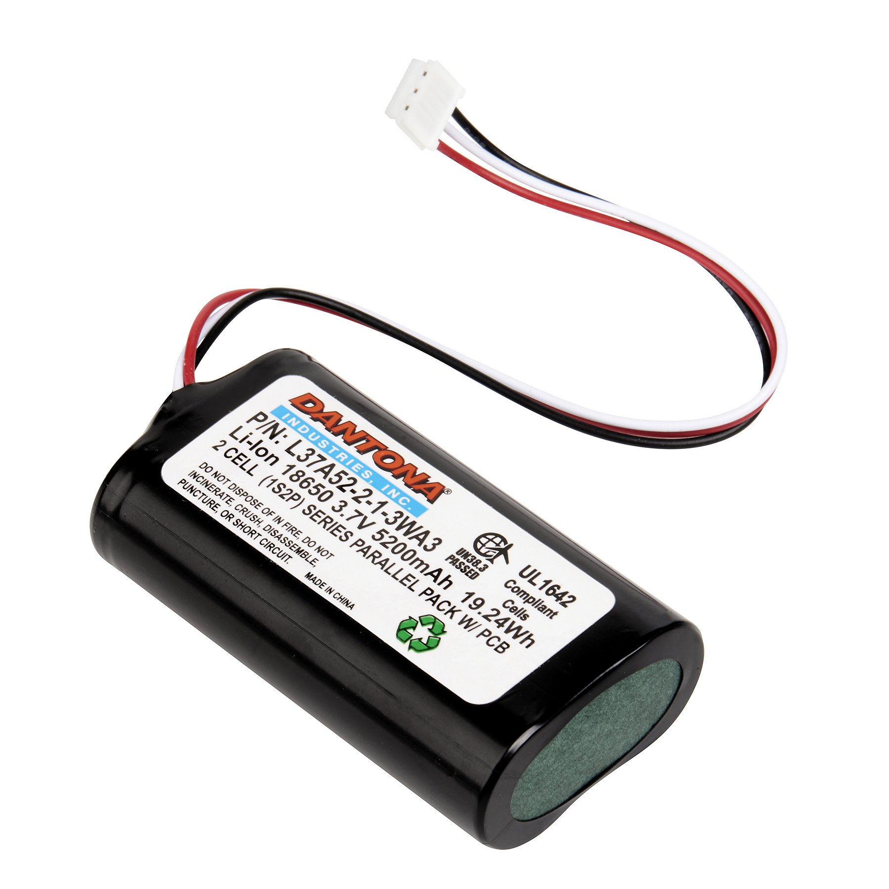 3.7 Volt, 5.2 Ah Lithium Ion Battery Pack | Battery Mart
