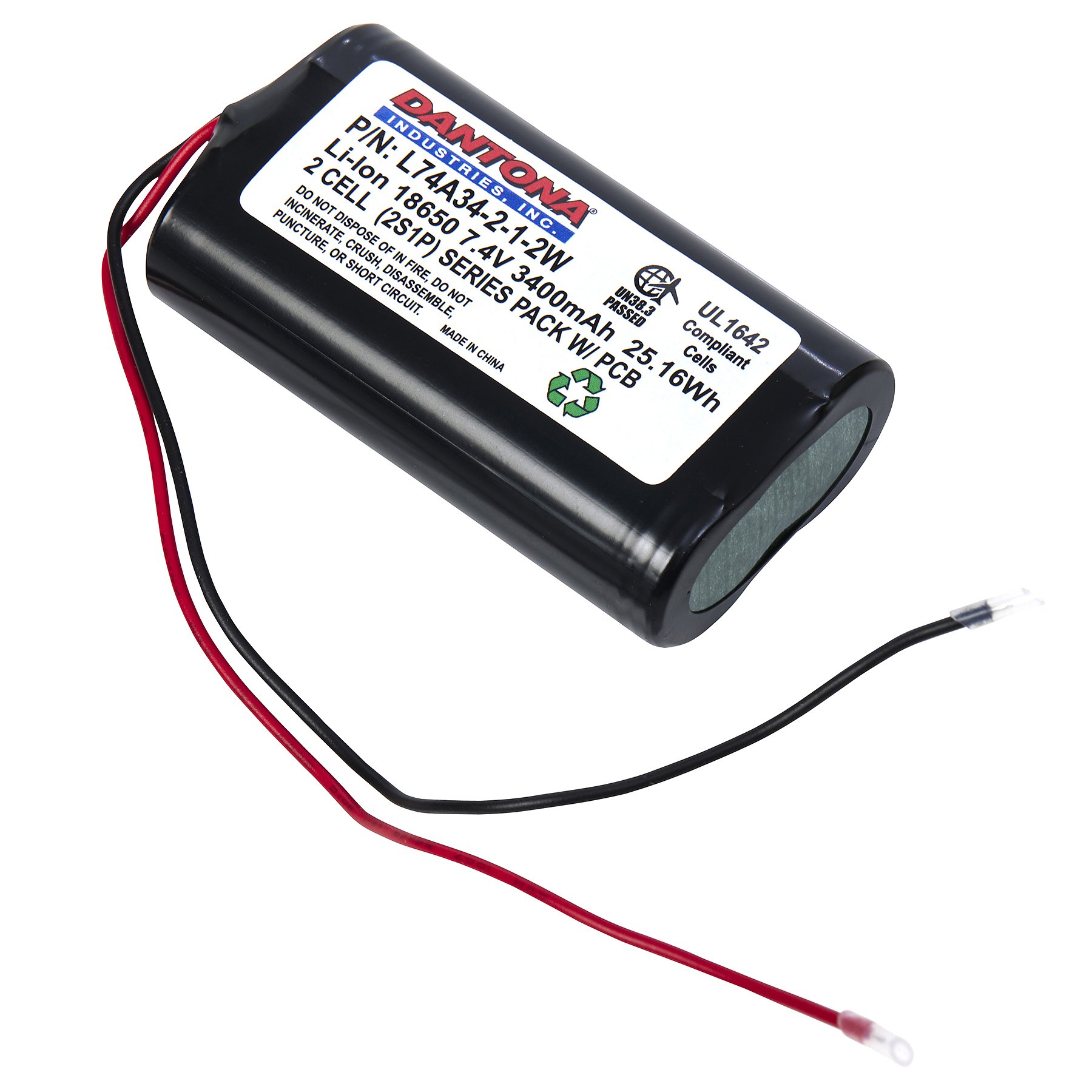 7.4 Volt, 3.4 Ah Lithium Ion Battery Pack | Battery Mart