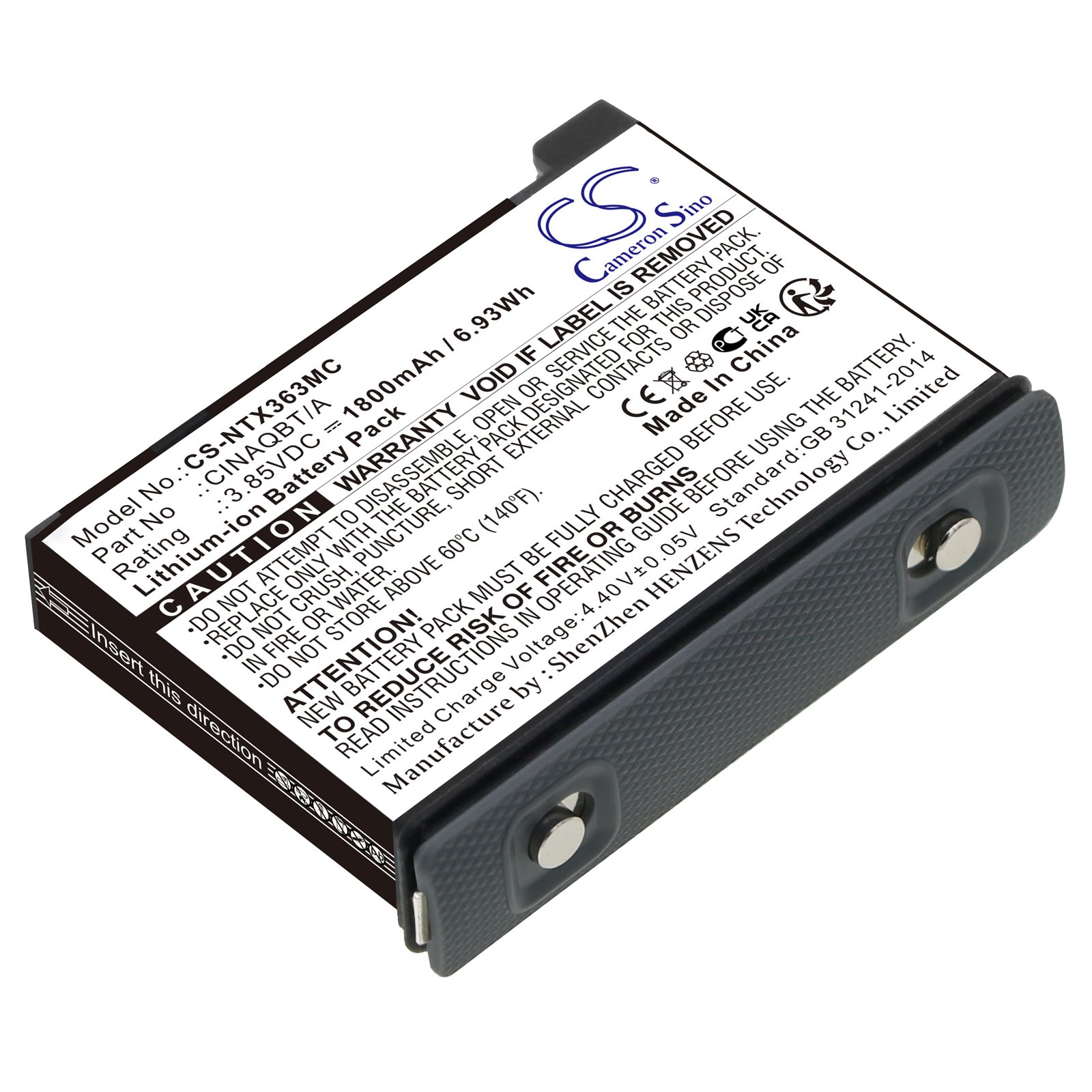 Replacement Insta360 CINAQBT/A Camera Battery (3.85V, 1.8 Ah, Li-Ion ...