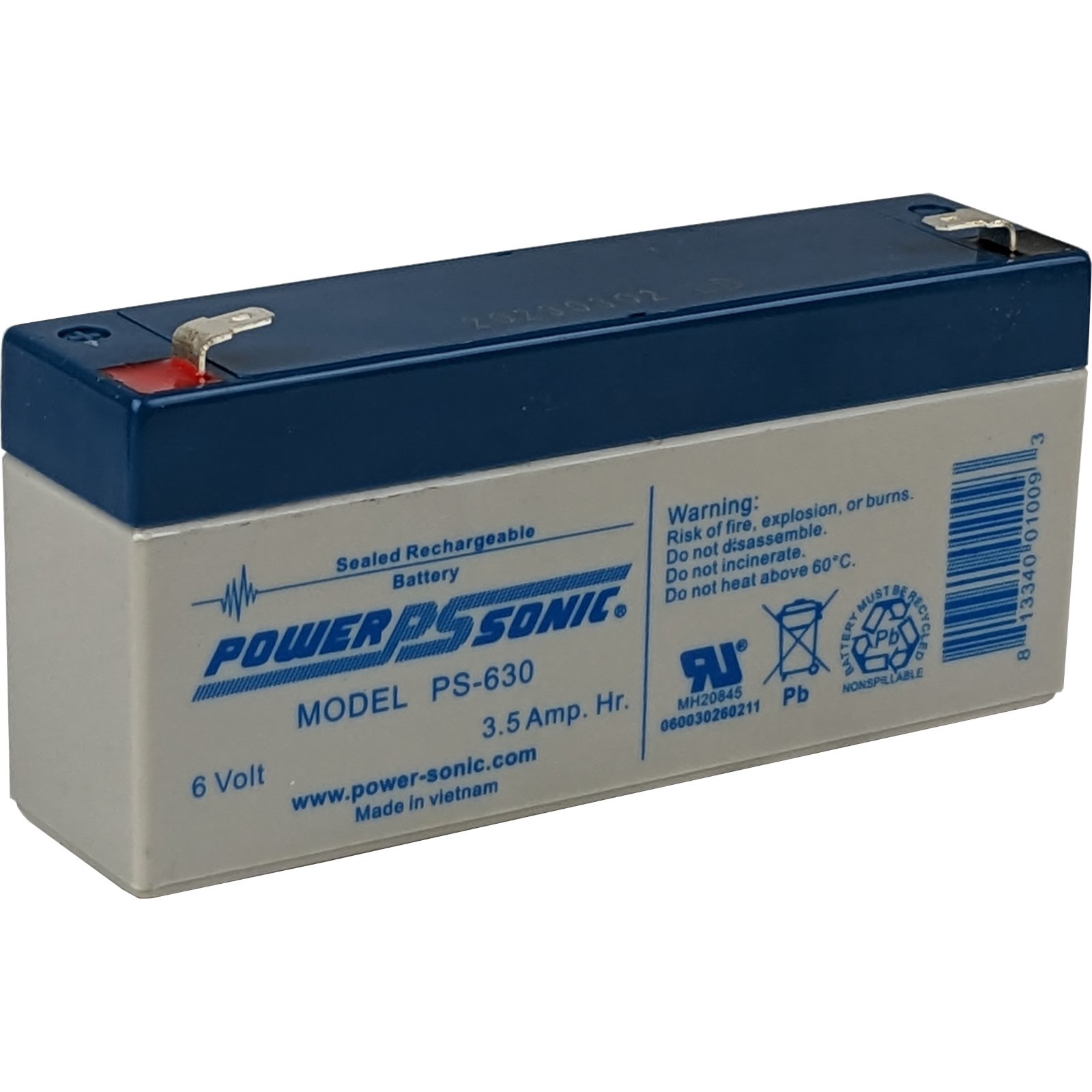 6 Volt 3.5 Ah Sealed Lead Acid Rechargeable Battery - F1 Terminals ...