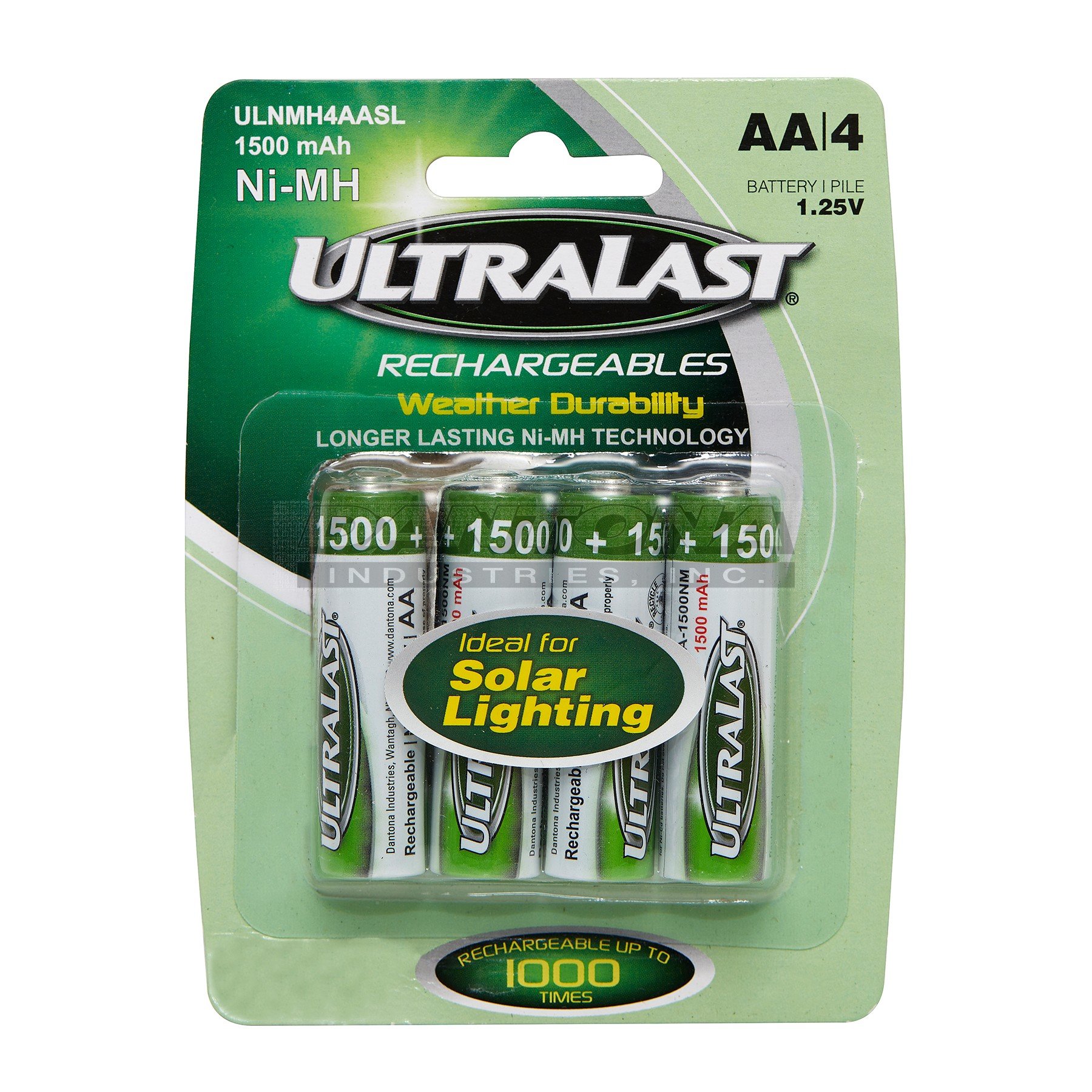 Ultralast AA NiMH Rechargeable Solar Light Batteries [4 Pack] | Battery ...