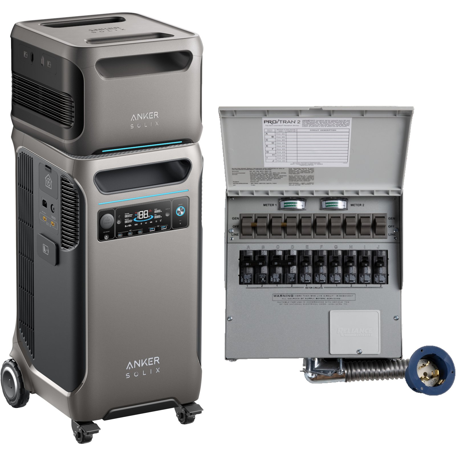 Anker SOLIX F3800 + Home Backup Kit (Transfer switch+cable) + Expansion ...