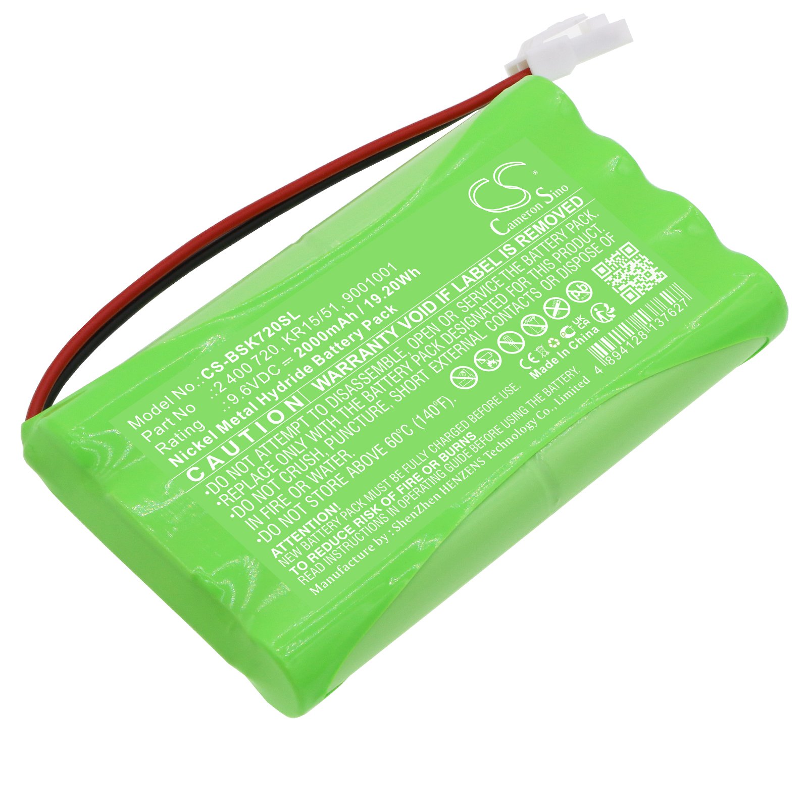 Replacement Bosch 2 400 720 Smart Home Battery (9.6V, 2.0Ah, NiMH ...