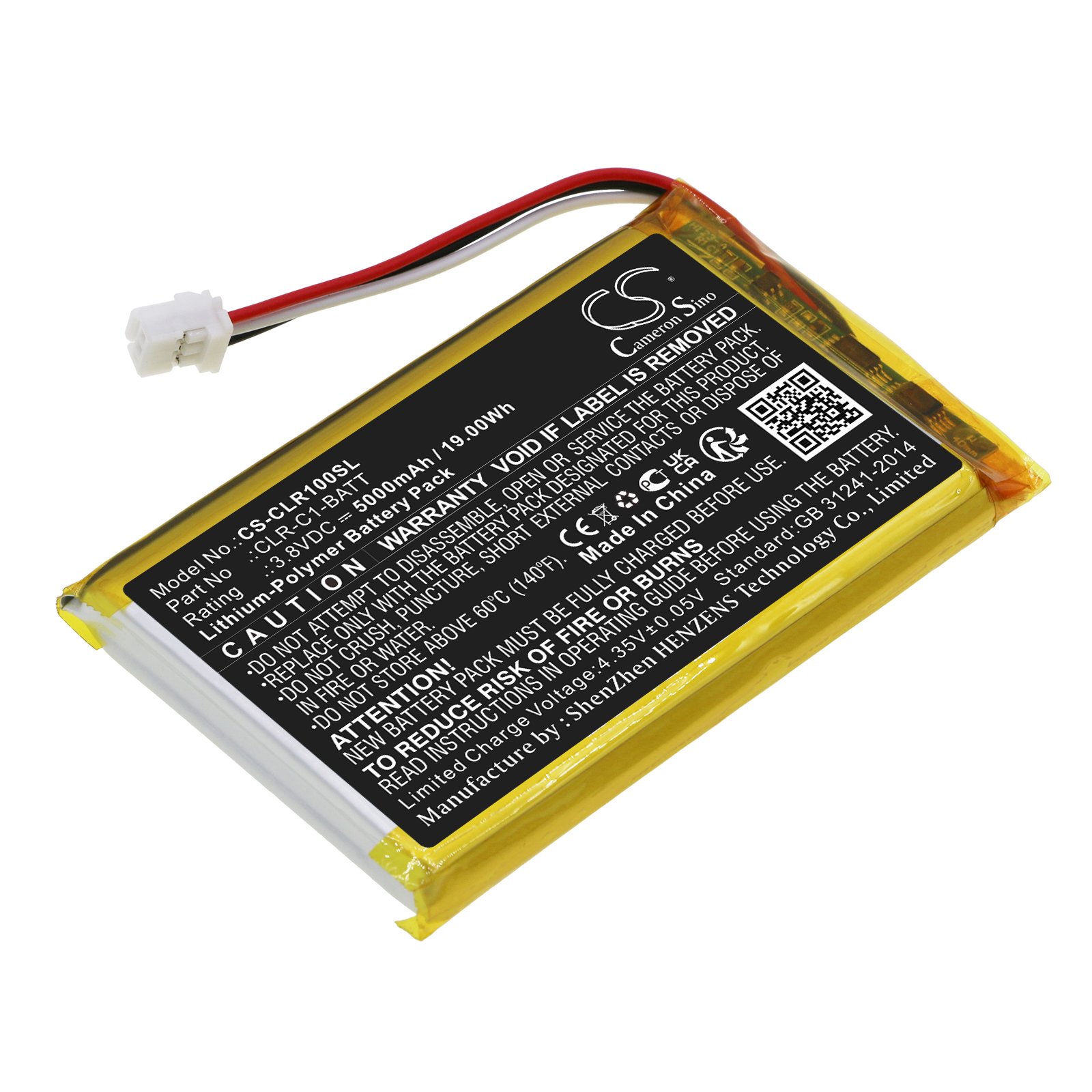 Replacement ClareOne CLR-C1-BATT Smart Home Battery (3.8V, 5.0Ah, Li ...
