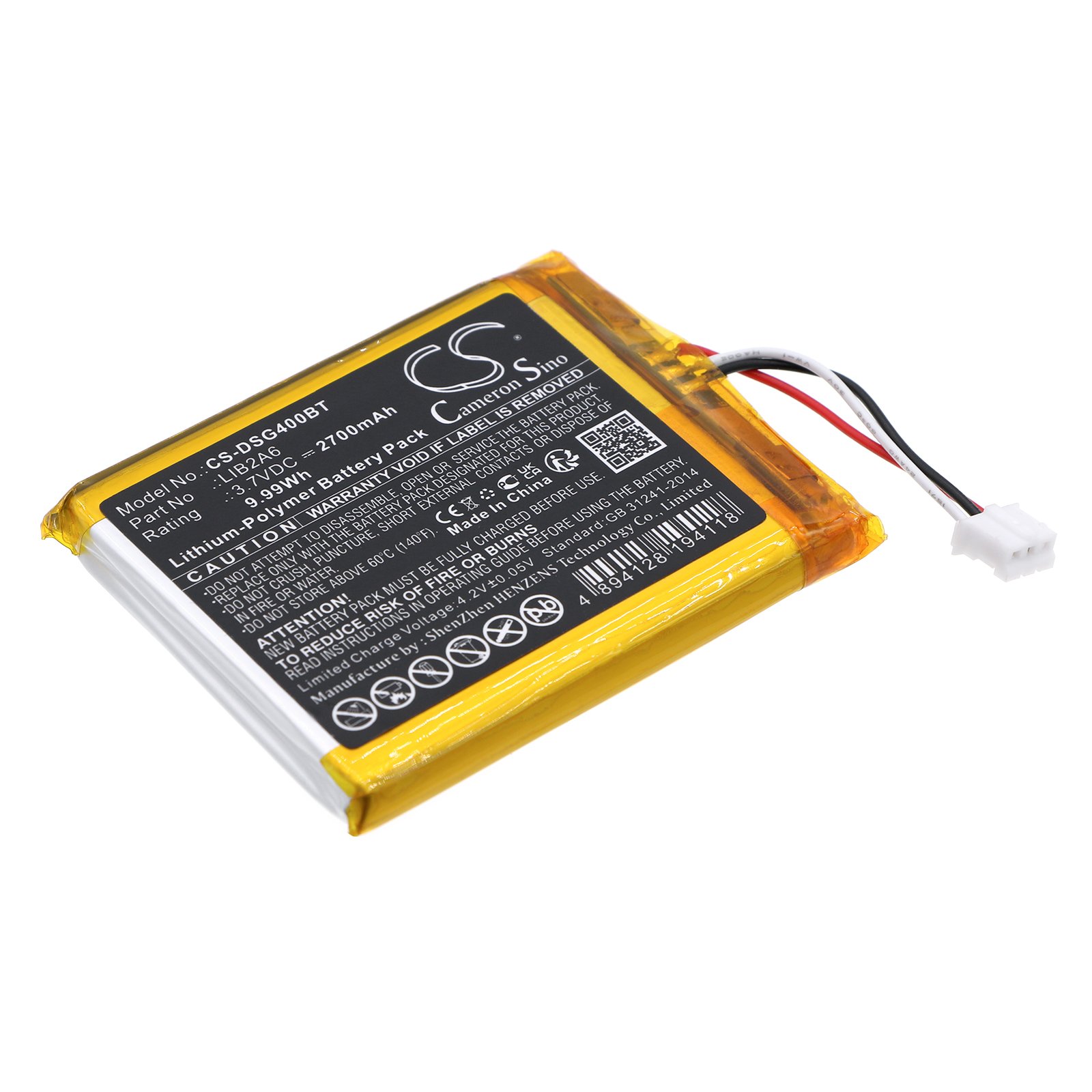 Replacement DSC LIB2A6 Alarm System Battery (3.7 Volt, 2700 mAh, Li ...