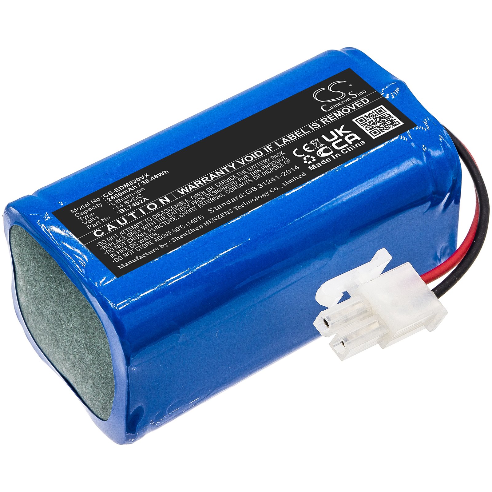 Replacement Ecovacs 10001088 Vacuum Battery (14.8 Volt, 2600 mAh, Li ...