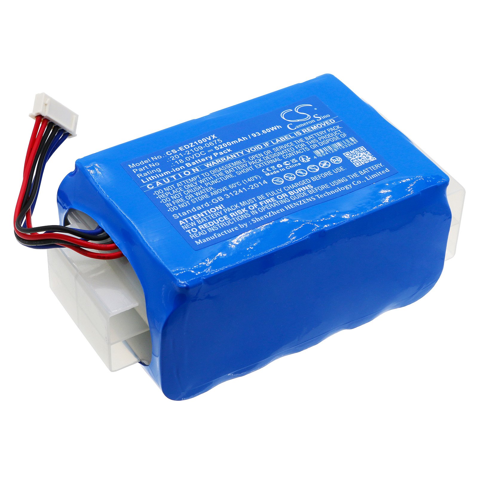 Replacement Ecovacs 201-2109-0675 Vacuum Battery (18V, 5200 mAh, Li-Ion ...