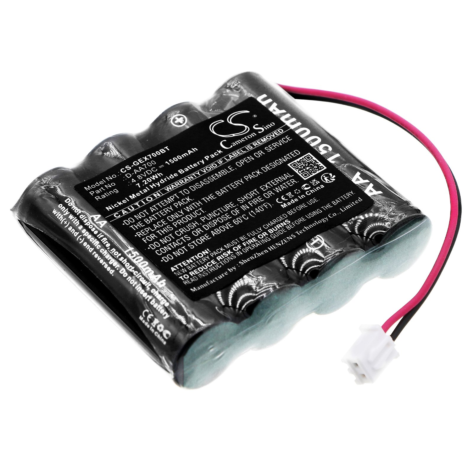 Replacement GE D-AA700 Alarm System Battery (4.8 Volt, 1500 mAh, NiMH ...