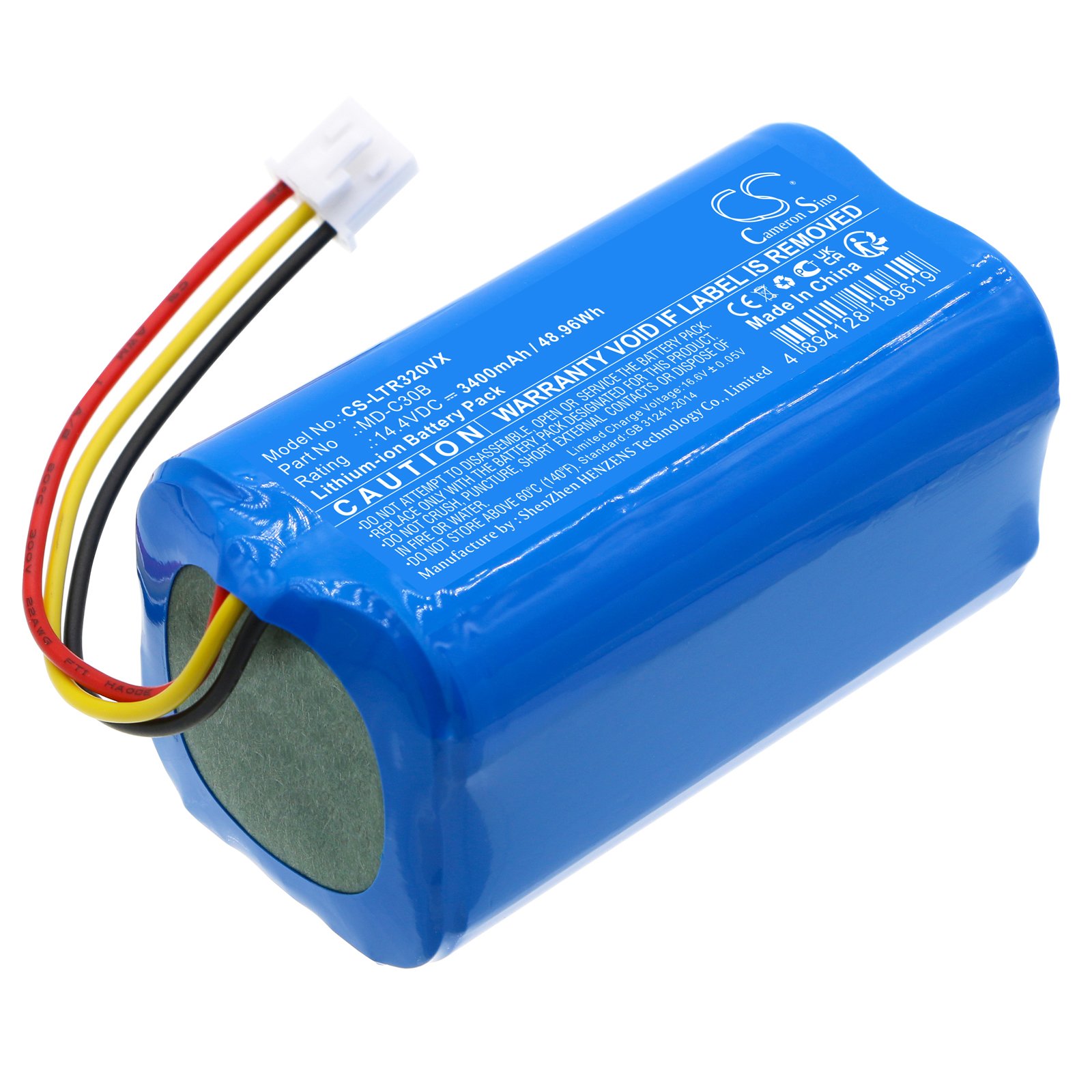 Replacement Liectroux MD-C30B Vacuum Battery (14.4V, 3400 mAh, Li-Ion ...