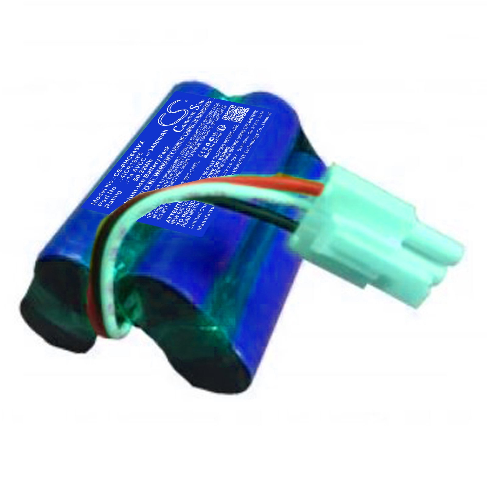 Replacement Philips 4ICR19/65 Vacuum Battery (14.8 Volt, 3400 mAh, Li ...