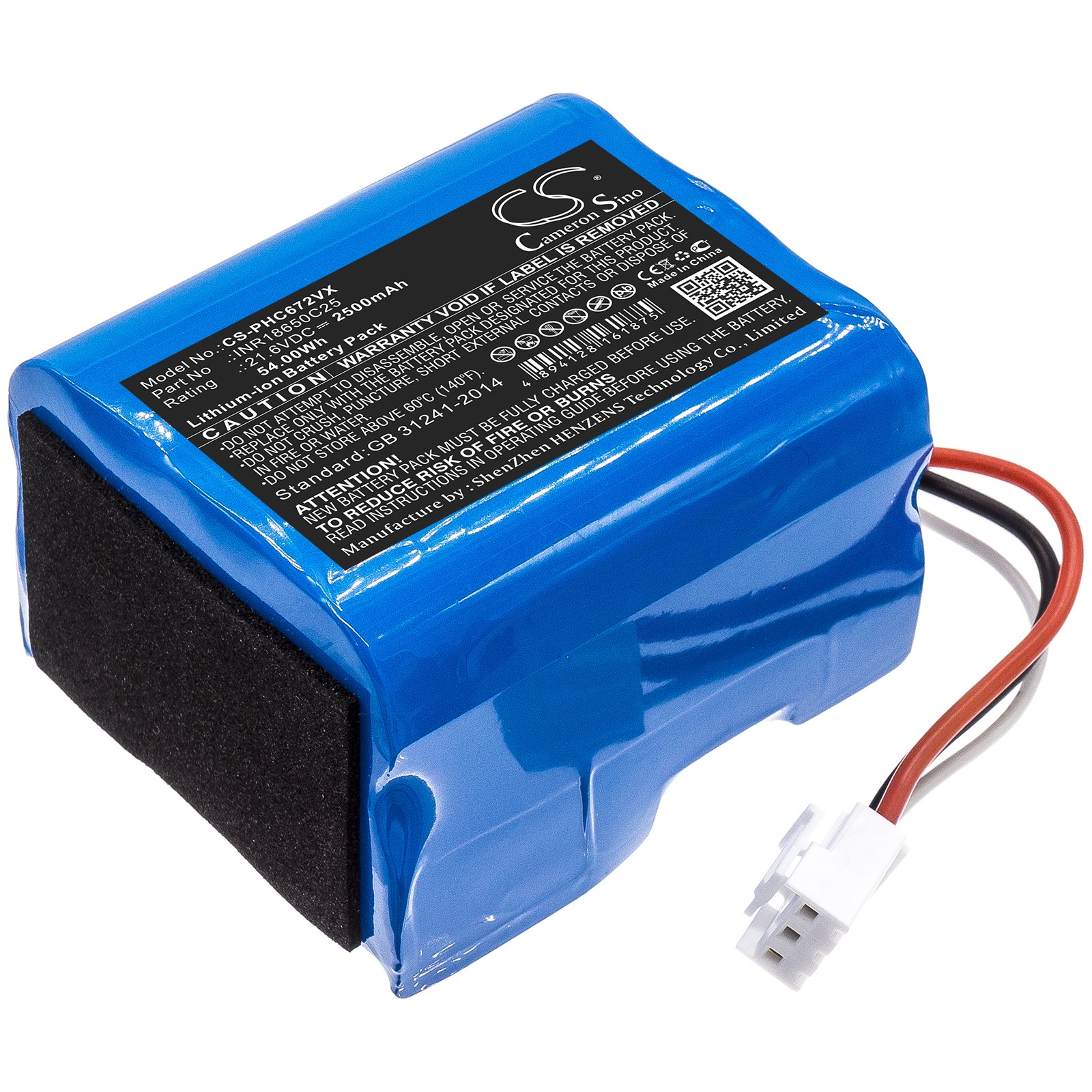 Replacement Philips 3000-018-25613 Vacuum Battery (21.6 Volt, 2500 mAh ...