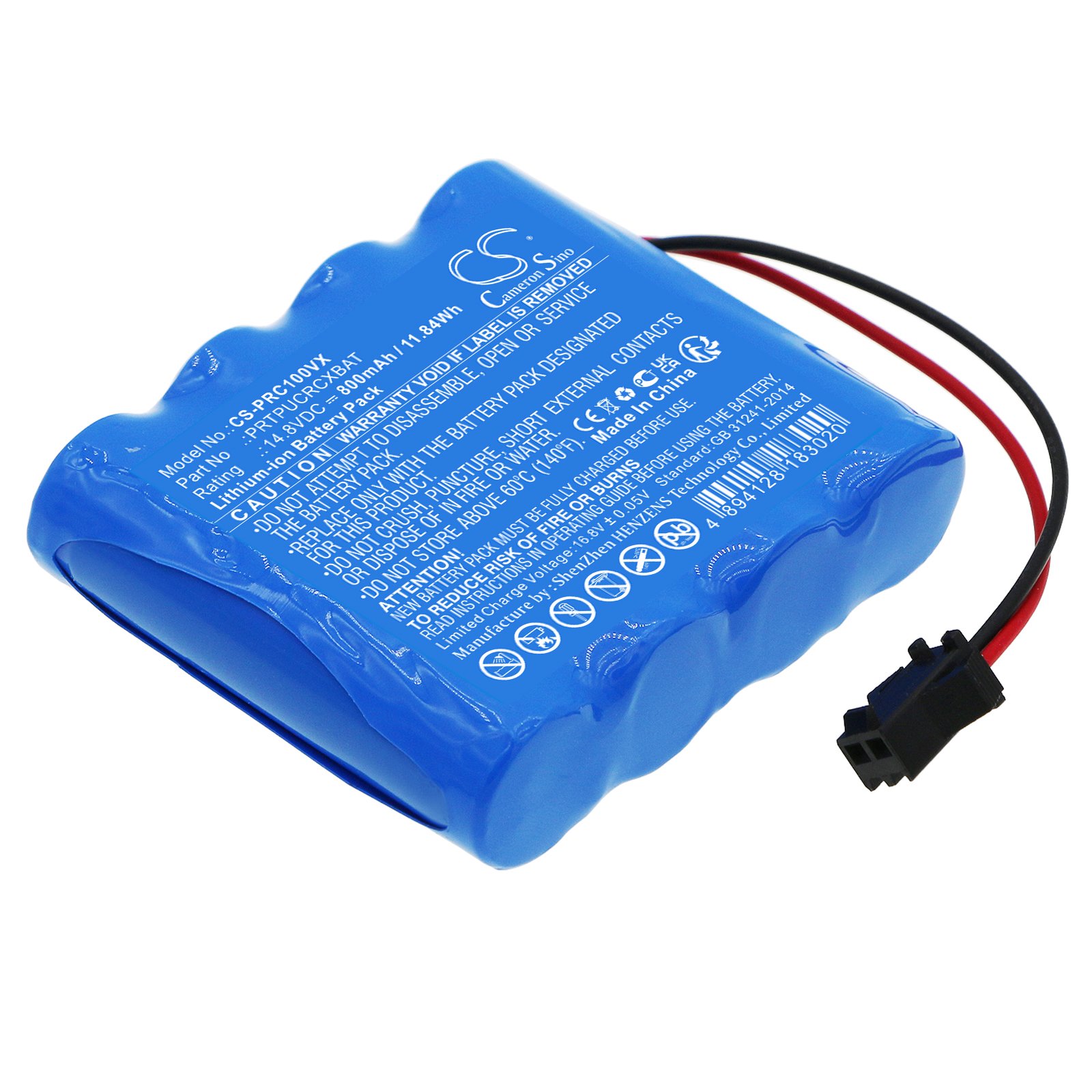 Replacement Pyle PRTPUCRCXBAT Vacuum Battery (14.8 Volt, 800 mAh, Li ...
