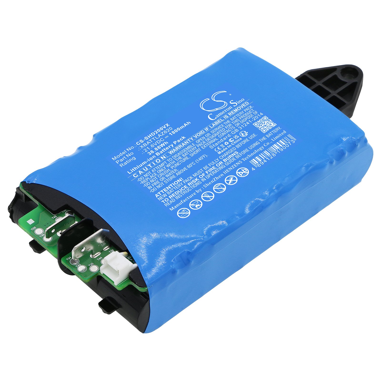 Replacement Shark XBATTLAZ620 Vacuum Battery (21.6V, 1800 mAh, Li-Ion ...