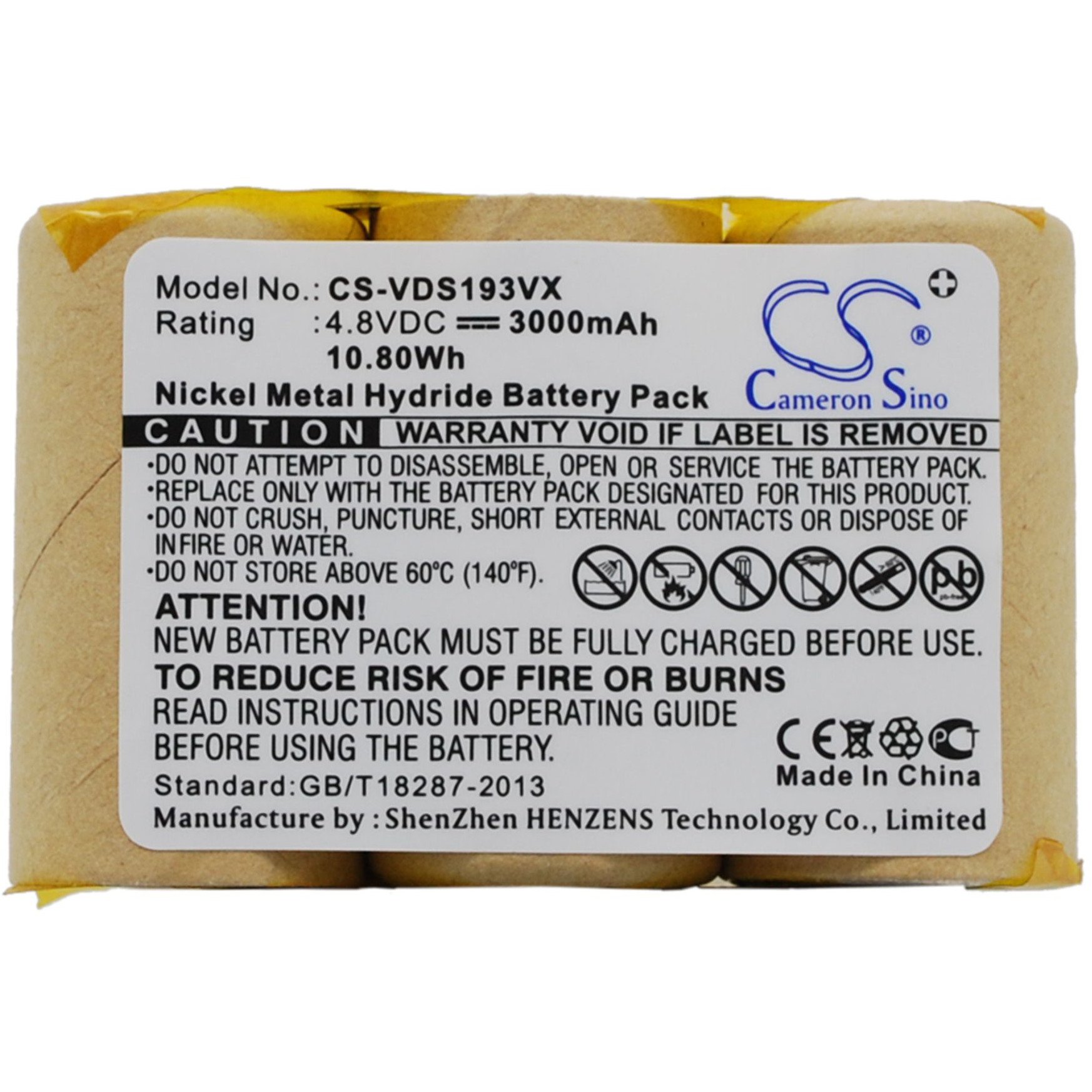 Replacement Vileda AS-193E9A Vacuum Battery (4.8 Volt, 3000 mAh, NiMH ...