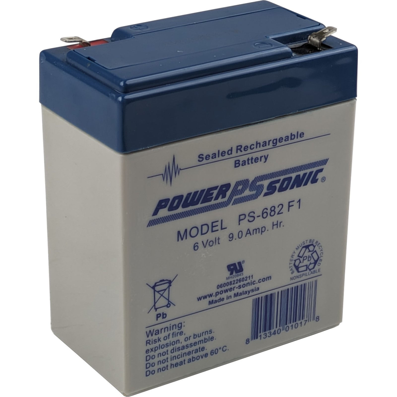 6 Volt 9 Ah Sealed Lead Acid Rechargeable Battery - F1 Terminals ...