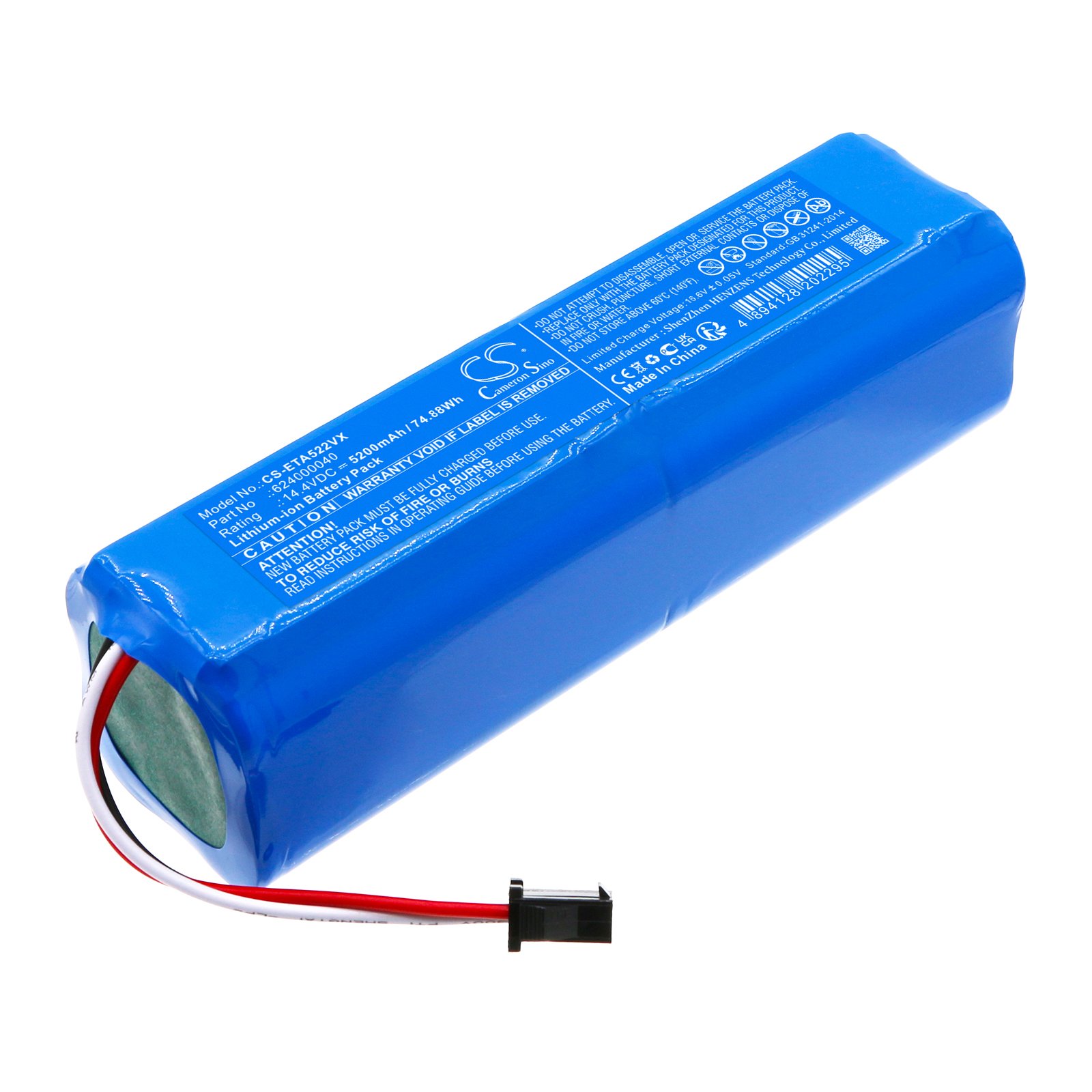 Replacement ETA 624000040 Vacuum Battery (14.4 Volt, 5200 mAh, Li-Ion ...