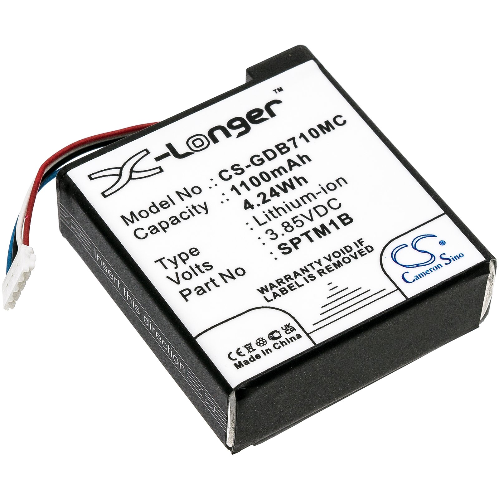 Replacement GoPro SPTM1B Camera Battery (3.85 Volt, 1100 mAh, Li-Ion ...
