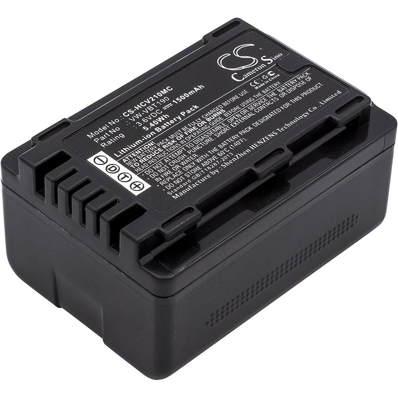 Replacement Panasonic VW-VBT190 Camera Battery (3.6 Volt, 1500 mAh, Li ...