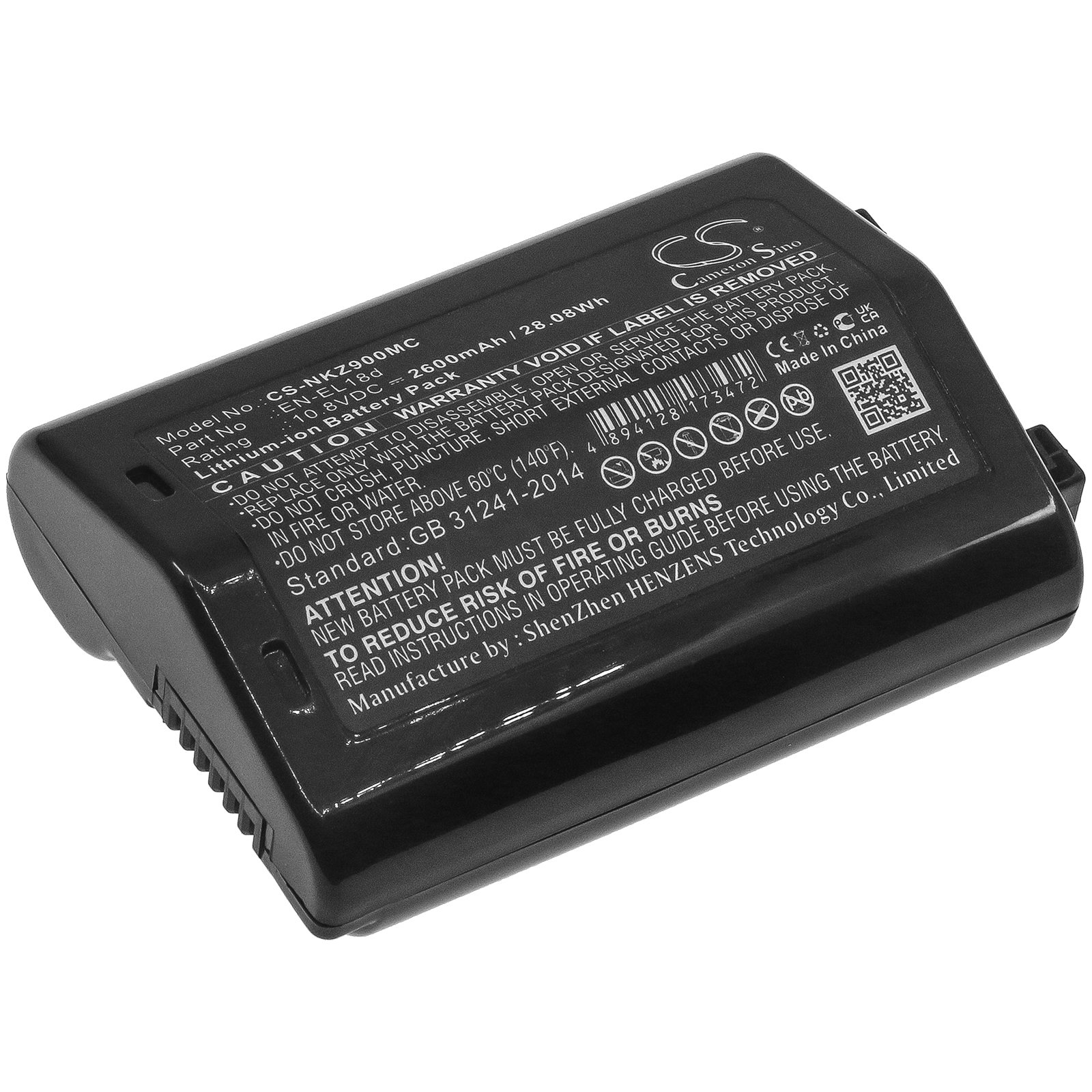 Replacement Nikon EN-EL18d Camera Battery (10.8 Volt, 2600 mAh, Li-Ion ...