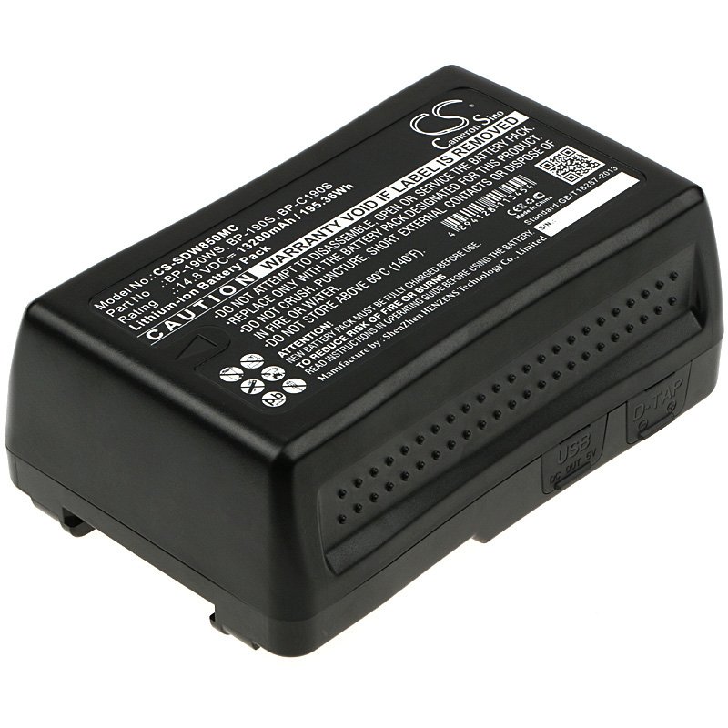 Replacement Sony BP-190S Camera Battery (14.8 Volt, 13200 mAh, Li-Ion ...