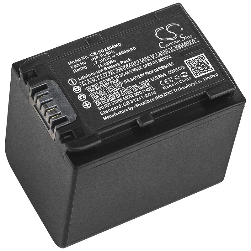 Replacement Sony NP-FV50A Camera Battery (7.3 Volt, 1600 mAh, Li-Ion ...