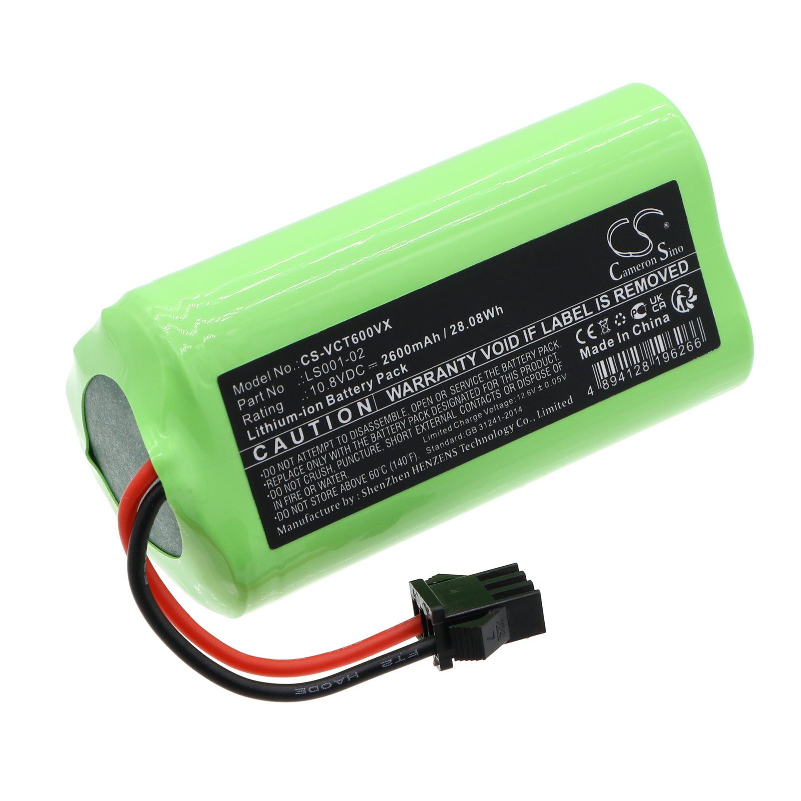 Replacement Vactidy LS001-02 Vacuum Battery (10.8 Volt, 2600 mAh, Li ...