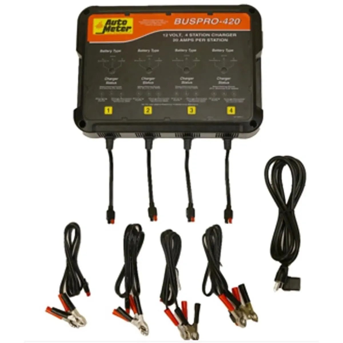 AutoMeter BUSPRO-420 - 4 Bank Charger, 20Amp/Station, 120V - Free Shipping | Battery Mart