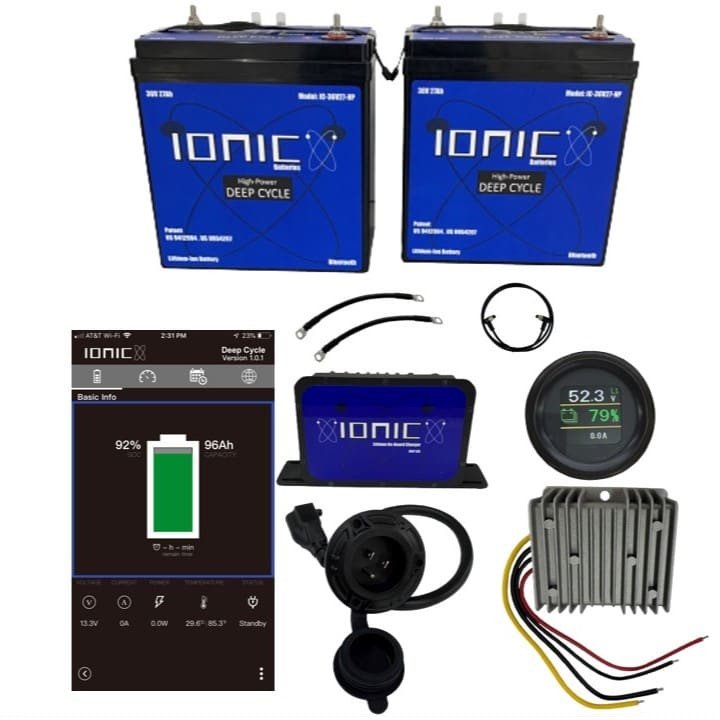 Ionic Lithium 36V 54Ah GC2 LiFePO4 Golf Cart Double Battery Bundle ...