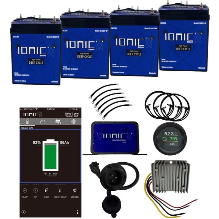 Ionic Lithium 48V 108Ah GC2 LiFePO4 Golf Cart Quadruple Battery Bundle ...