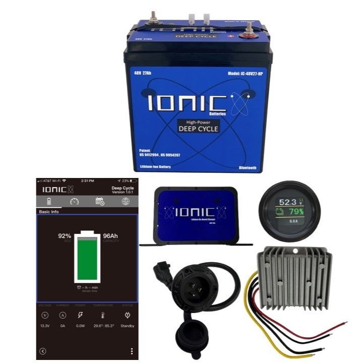 Ionic Lithium 48V 27Ah GC2 LiFePO4 Golf Cart Single Battery Bundle ...