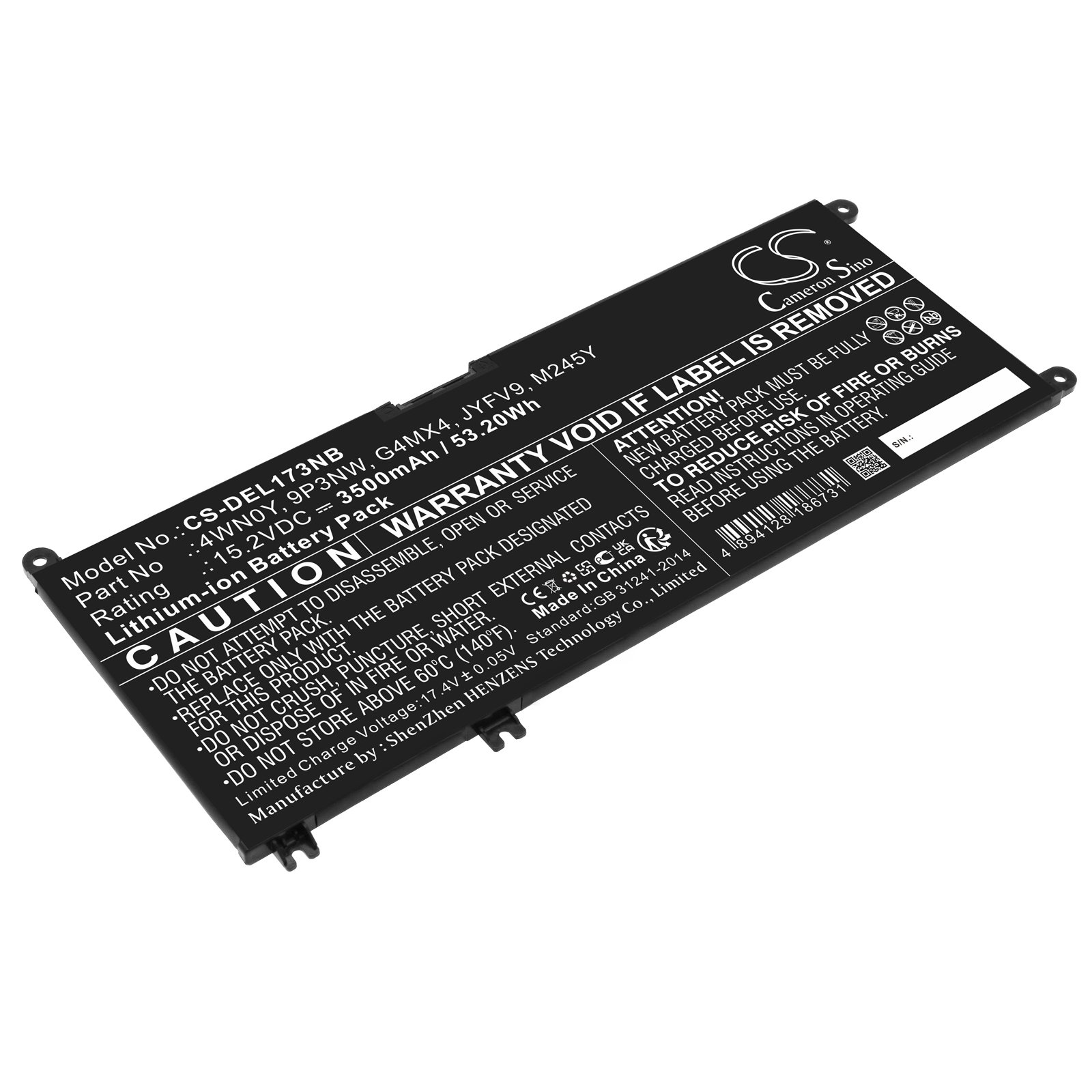 Replacement Dell 4WN0Y Laptop Battery | Battery Mart