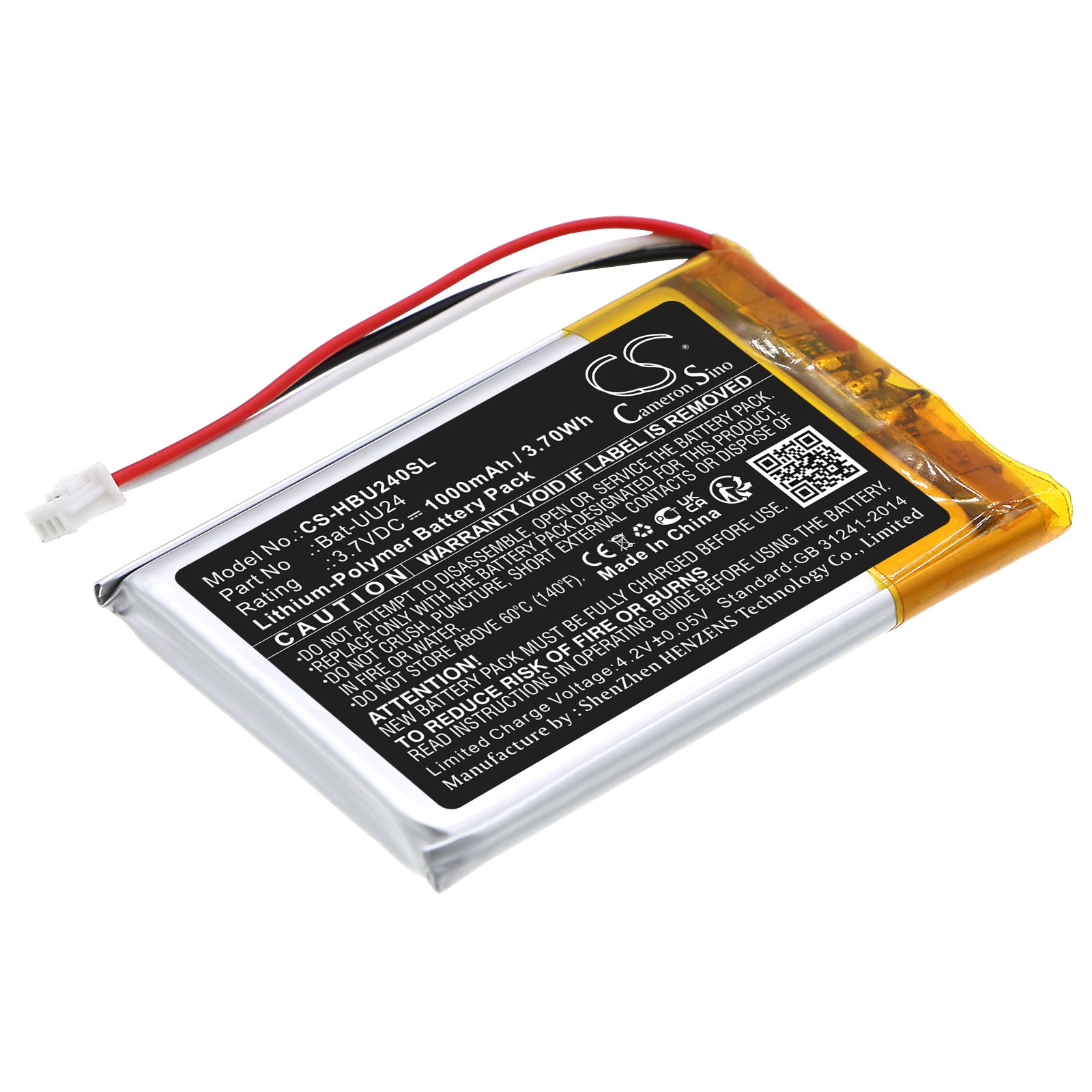 Replacement GHB Bat-UU24 Baby Monitor Battery (3.7 Volt, 1000 mAh, Li ...