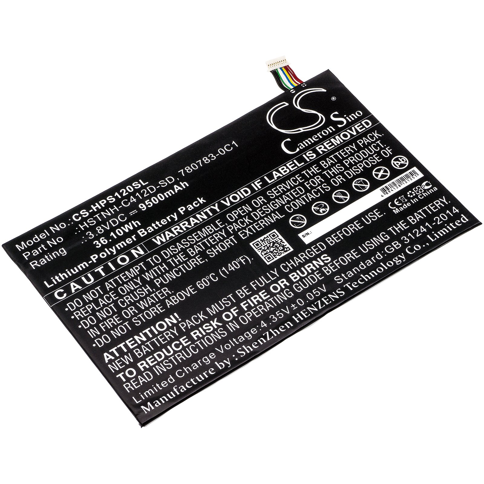 Replacement HP Pro Slate 12 Tablet Battery (3.8 Volt, 9500 mAh, Li-Poly ...