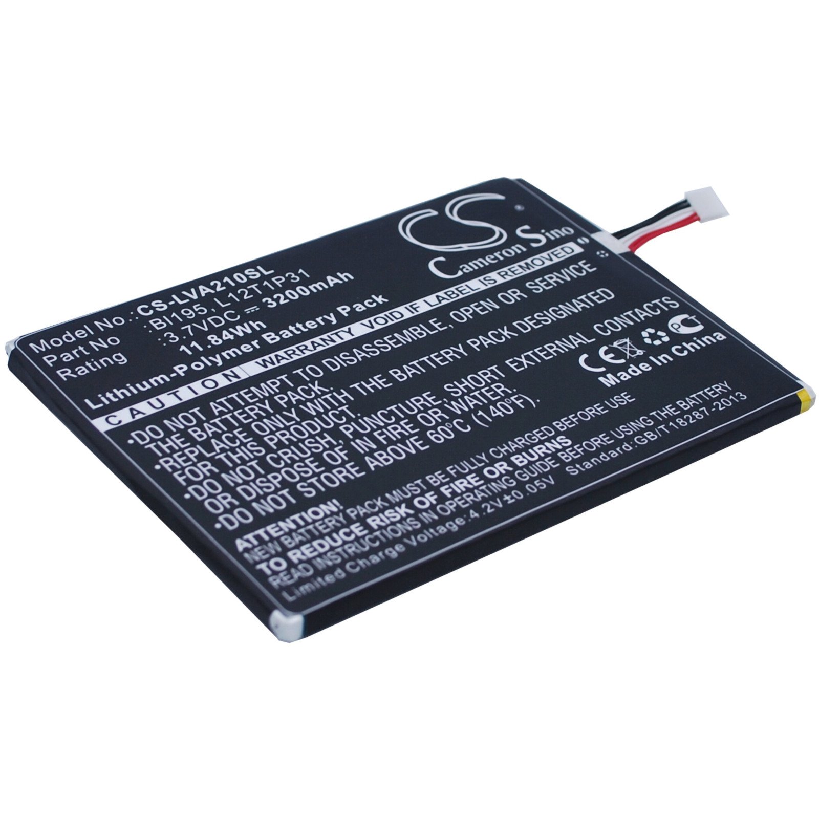 Replacement Lenovo A2 Tablet Battery (3.7 Volt, 3200 mAh, Li-Poly ...