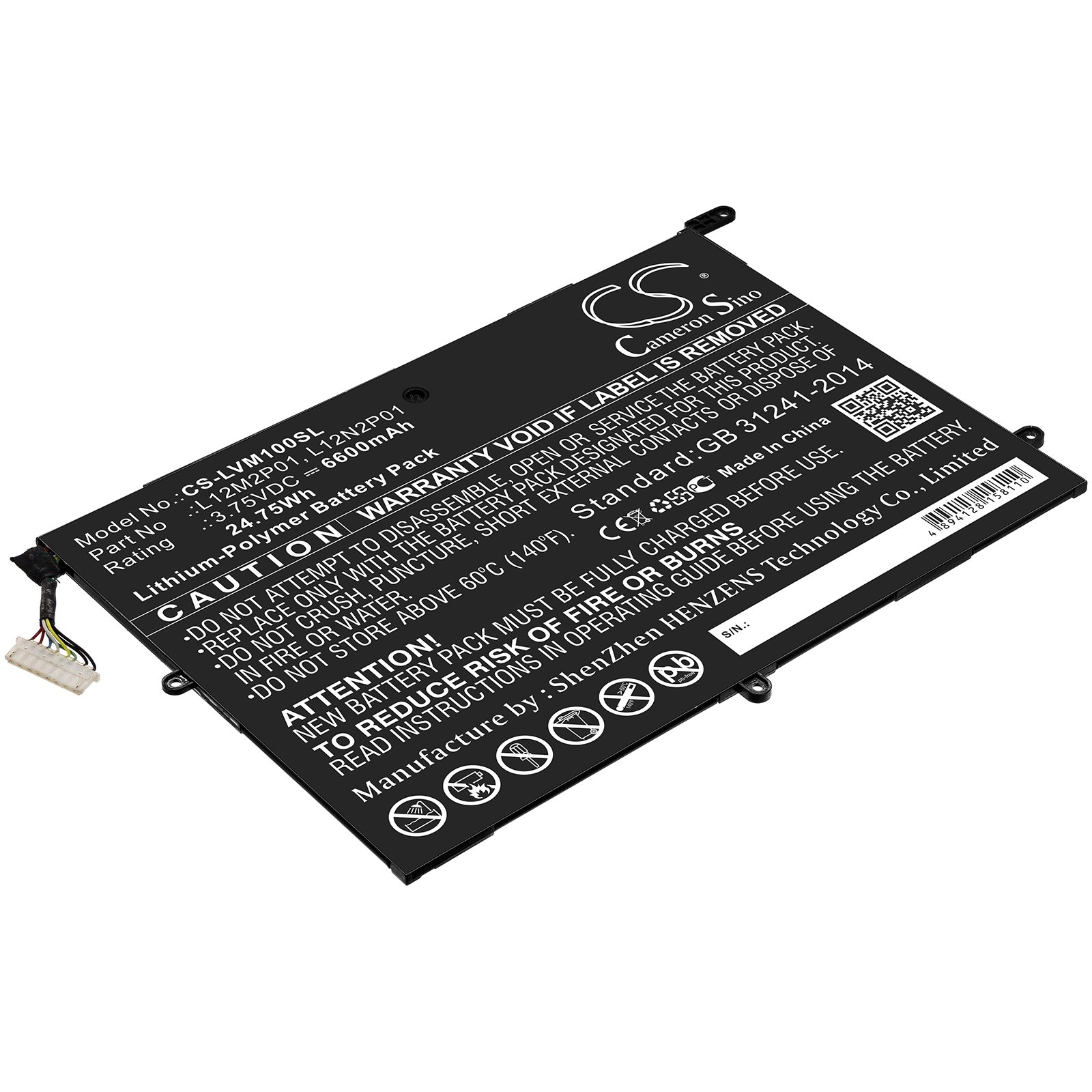 Replacement Lenovo Miix 10 Tablet Battery (3.75 Volt, 6600 mAh, Li-Poly ...