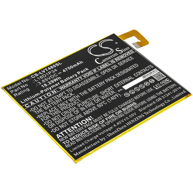 Replacement Lenovo Tab4 8 Tablet Battery (3.85 Volt, 4750 mAh, Li-Poly ...