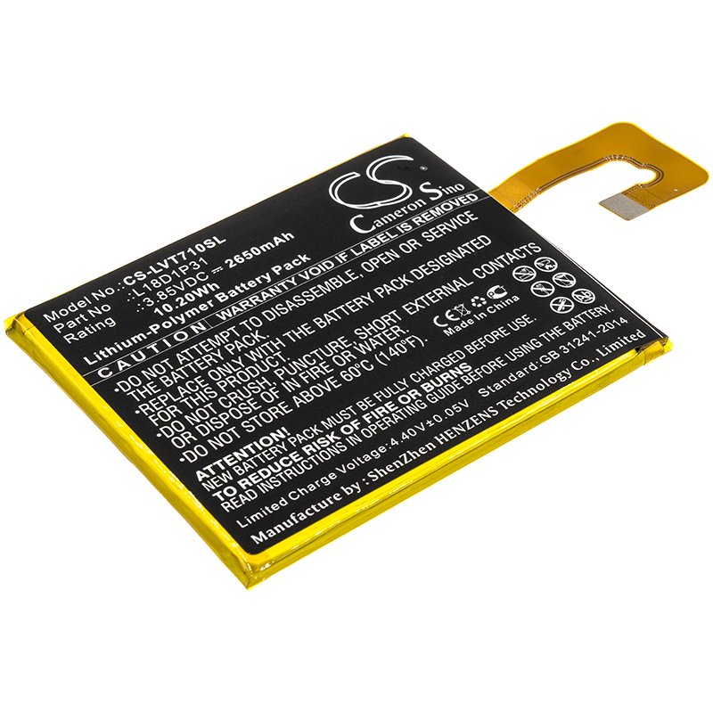 Replacement Lenovo TAB E7 Tablet Battery (3.85 Volt, 2650 mAh, Li-Poly ...