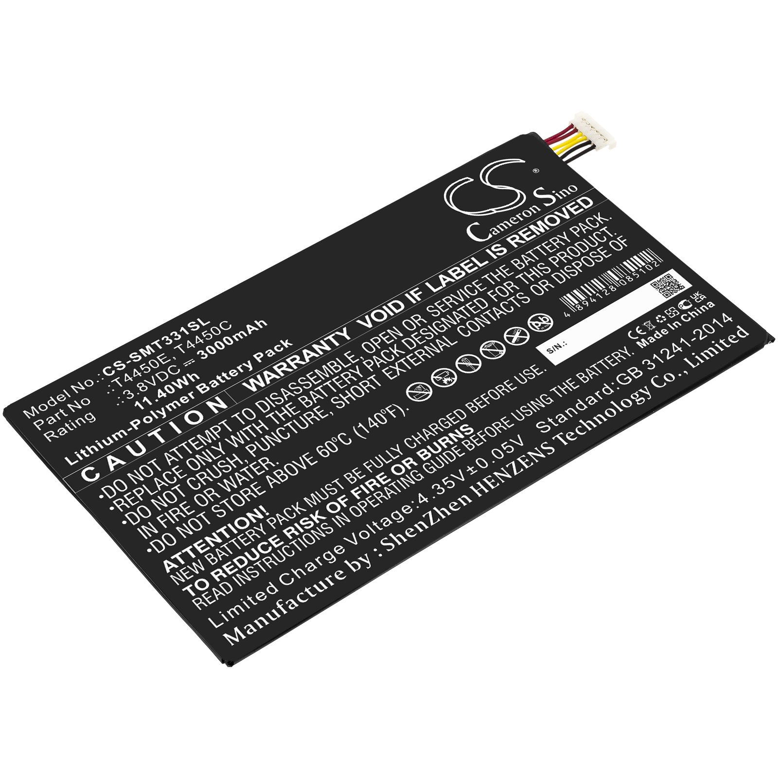 Replacement Samsung Galaxy Tab 4 Tablet Battery (3.8 Volt, 3000 mAh, Li ...