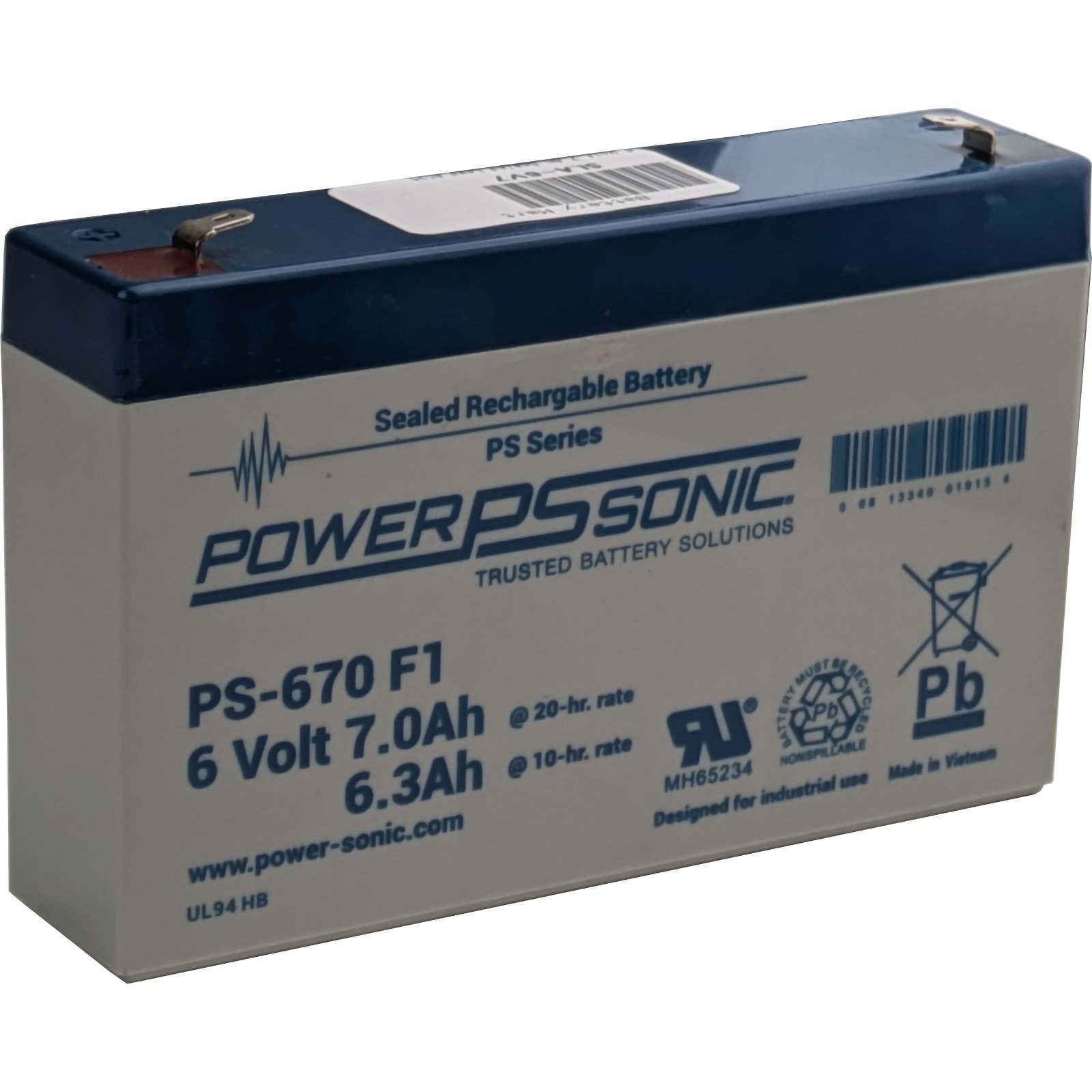 6 Volt 7 Ah Rechargeable Sealed Lead Acid Battery - F1 Terminal