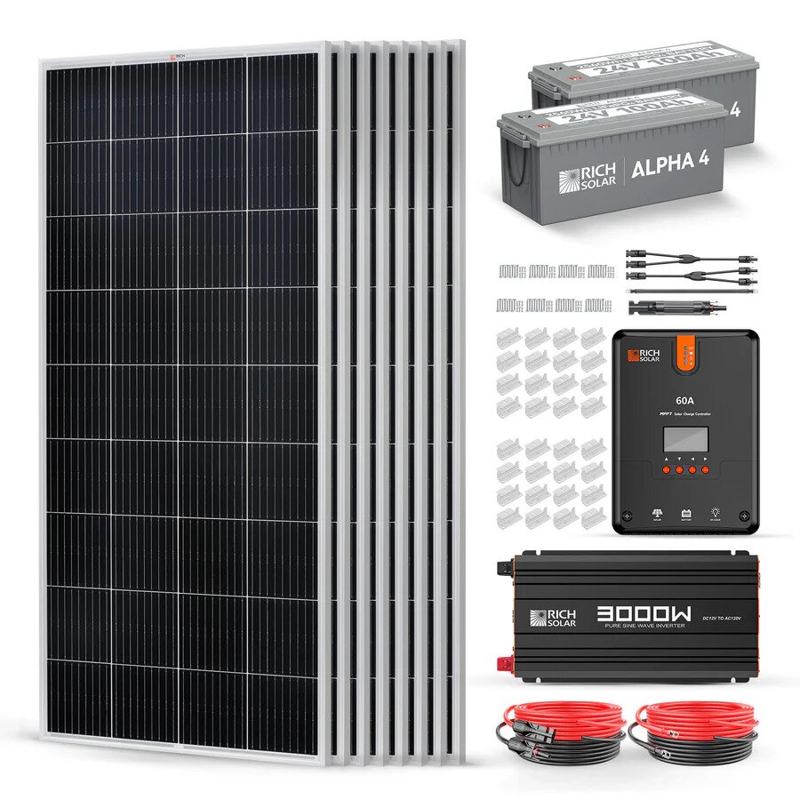 Rich Solar 1600 Watt 24V Complete Solar Kit - Free Shipping | Battery Mart