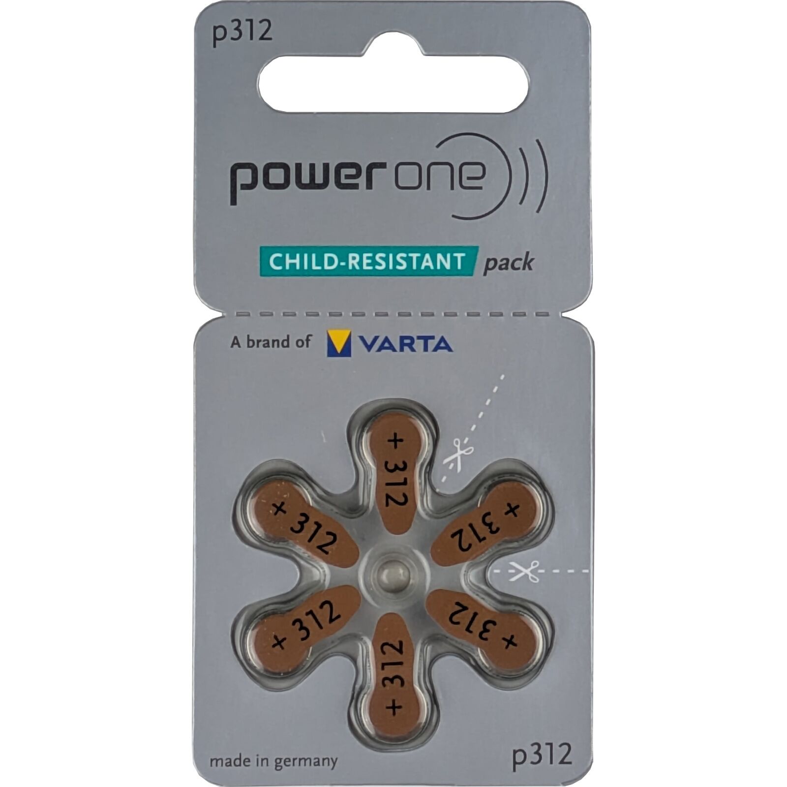 Size 312 Hearing Aid Batteries - 6 Pack - Child-Resistant Packaging ...