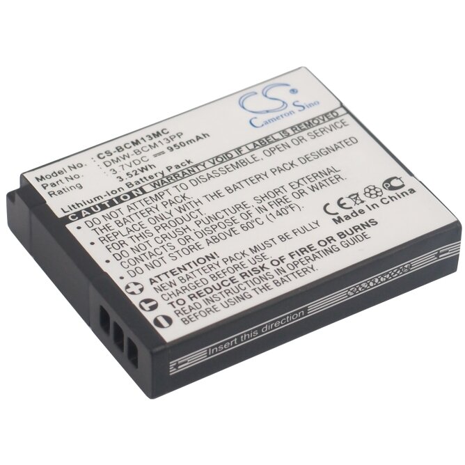 Replacement Panasonic DMW-BCM13 Camera Battery (3.6V, 950mAh, Li-Ion) | Battery Mart