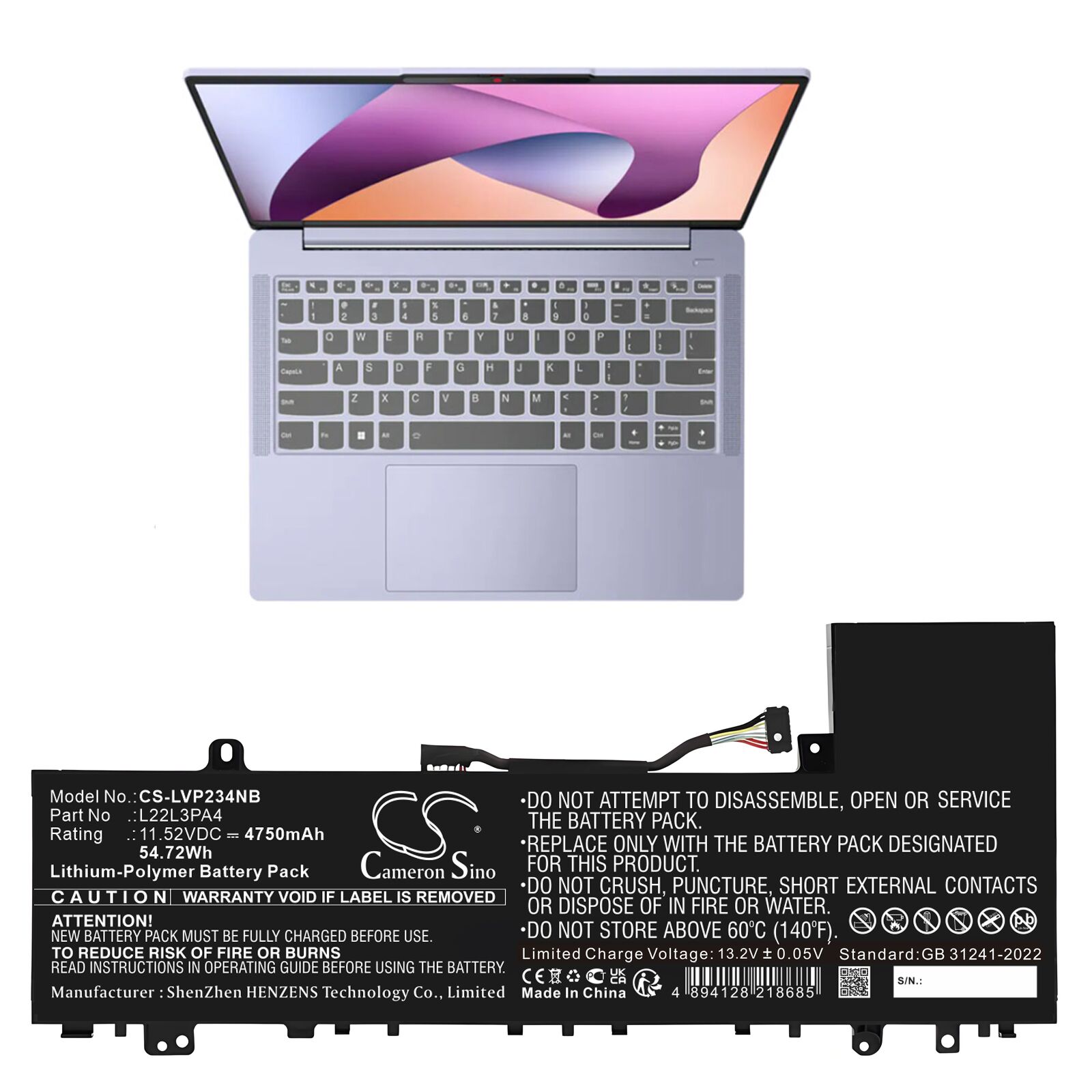 Replacement Lenovo 5B11K39352 Laptop Battery | Battery Mart