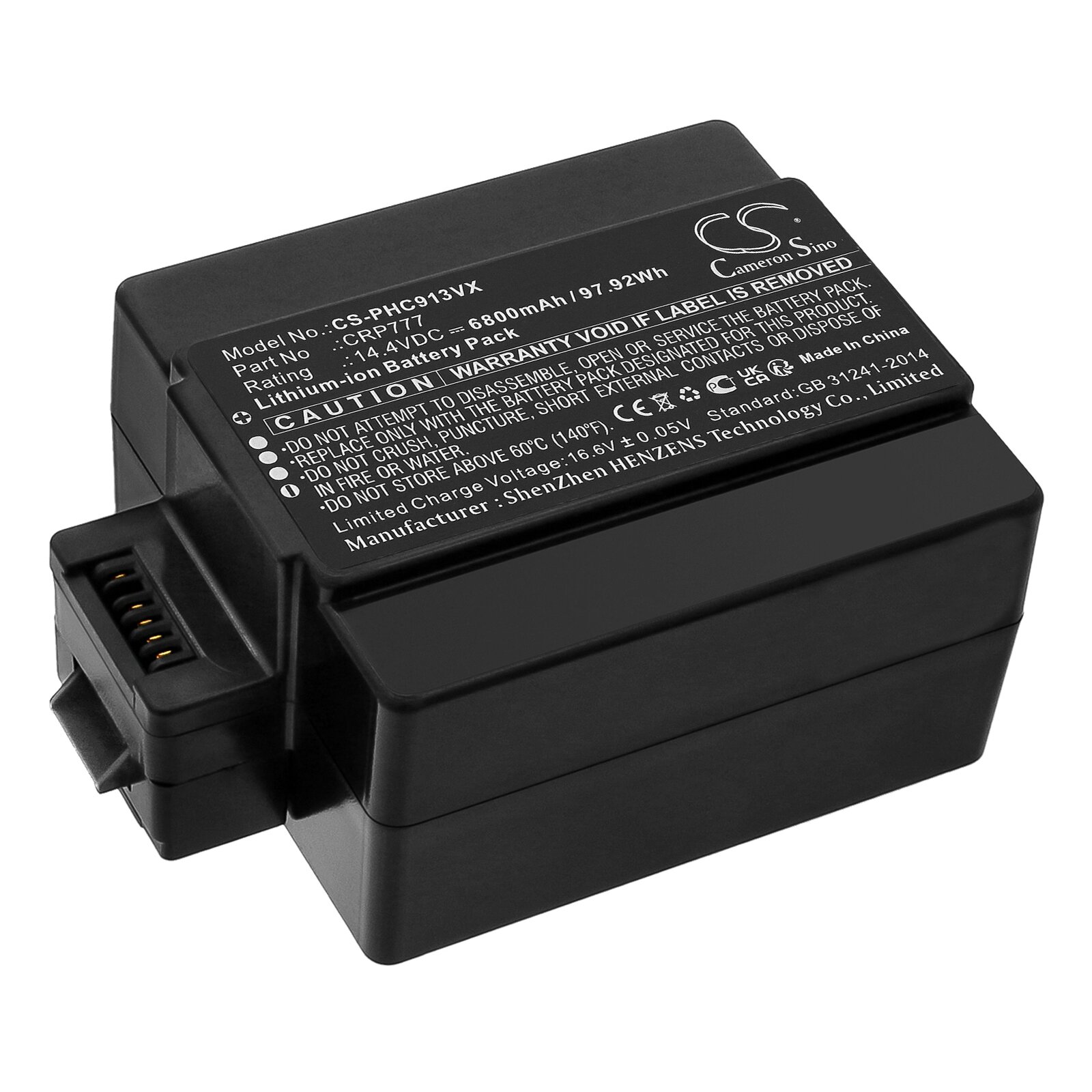 Replacement Philips CRP777 Vacuum Battery (14.4 Volt, 6800 mAh, Li-Ion ...